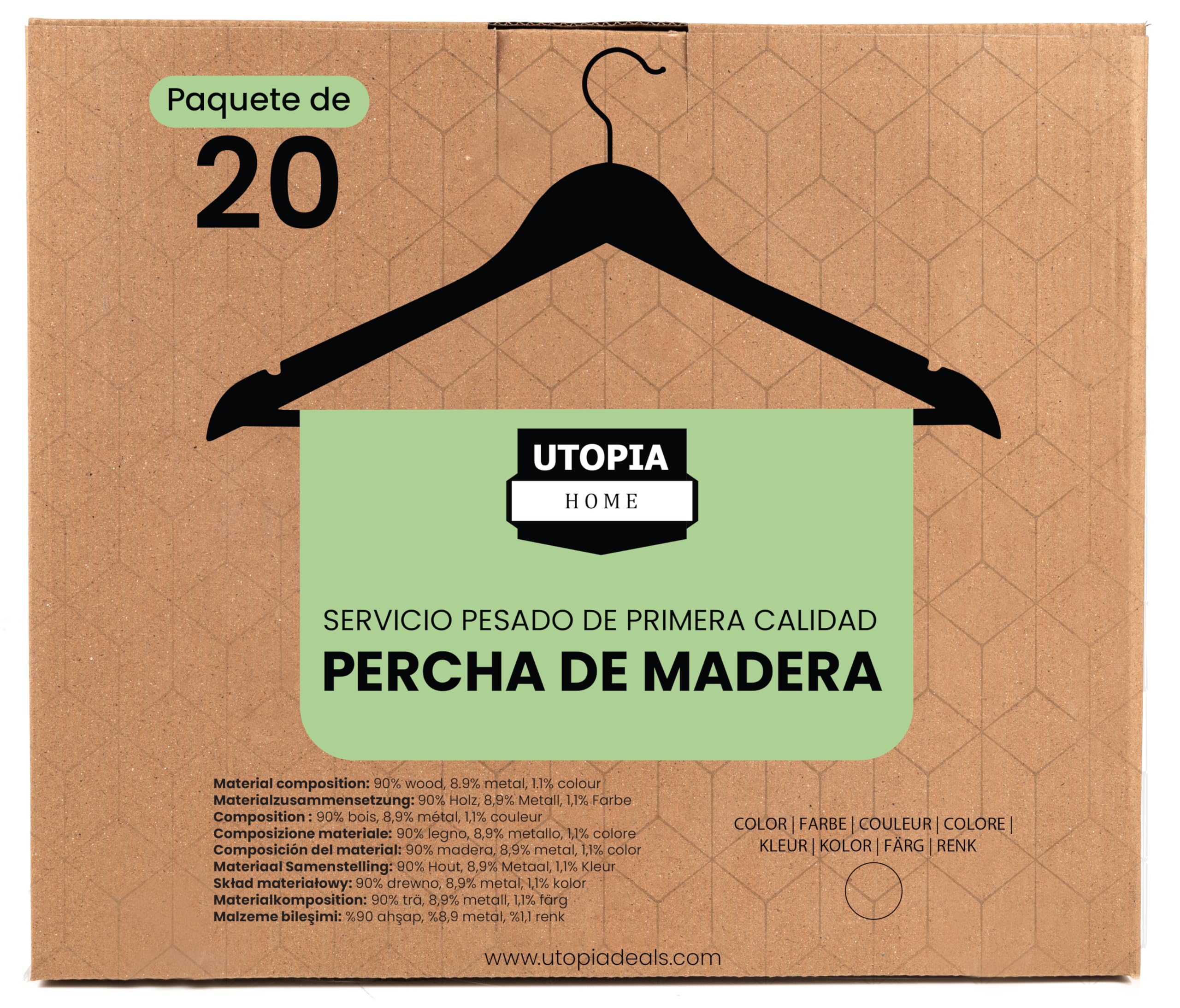 Utopia Home 20 Pack Premium Wooden Hangers - Durable & Slim Coat Hangers - Suit Hangers with 360-Degree Rotatable Hook - Wood Hangers with Shoulder Grooves (Natural Color)