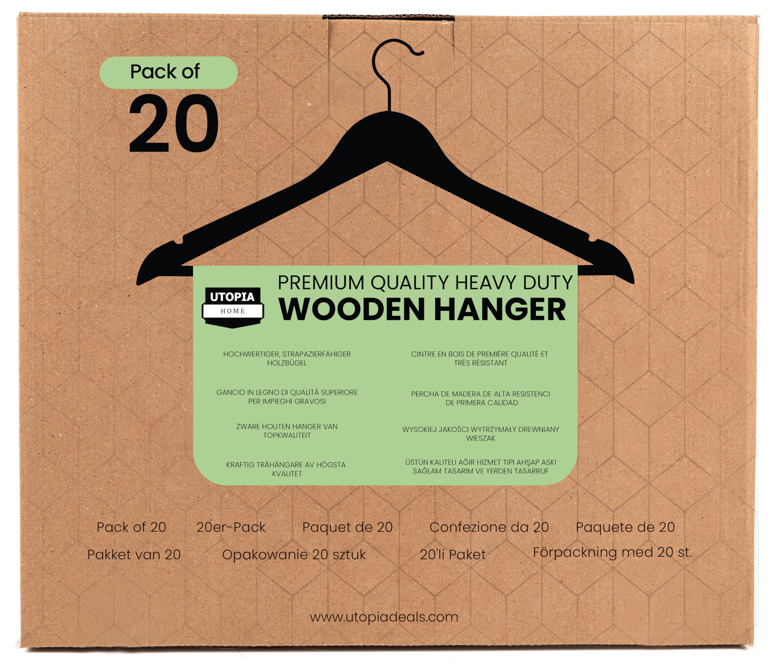 Utopia Home 20 Pack Premium Wooden Hangers - Durable & Slim Coat Hangers - Suit Hangers with 360-Degree Rotatable Hook - Wood Hangers with Shoulder Grooves (Natural Color)