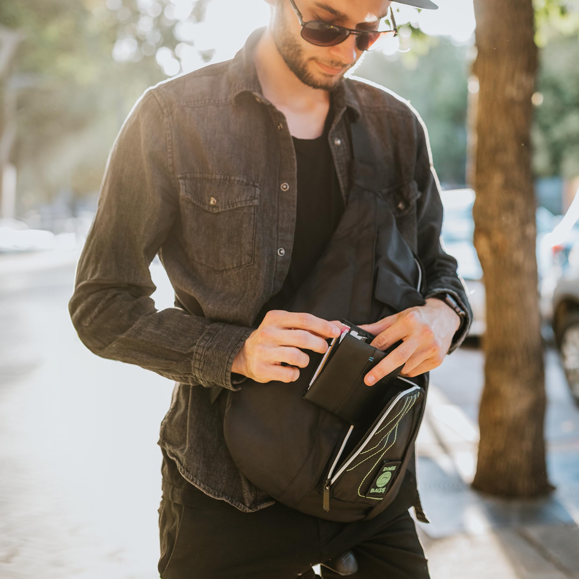 DIME BAGS Slinger Crossbody Bag | Premium Over the Shoulder Sling Bag | Cross Body Strap Back Pack (Sand)