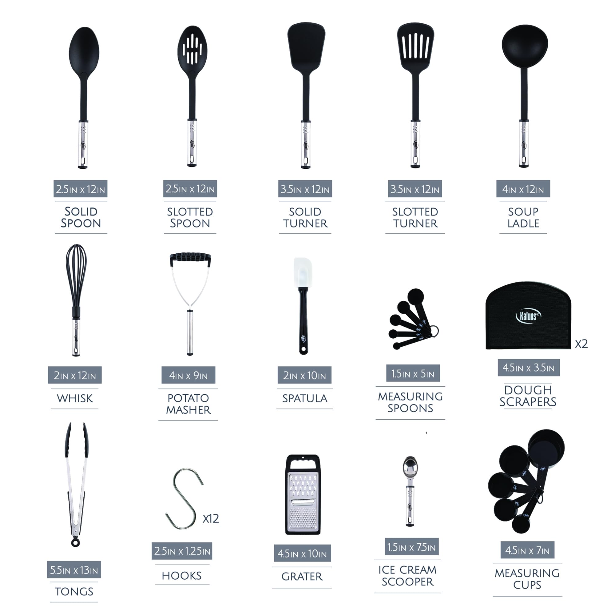 Kitchen Utensils Set, Cooking Utensil Set Kitchen Gadgets, Pots and Pans set Nonstick and Heat Resistant, 24 Pcs Nylon and Stainless Steel, Spatula Set, Apartment Essentials Kitchen Cookware Sets