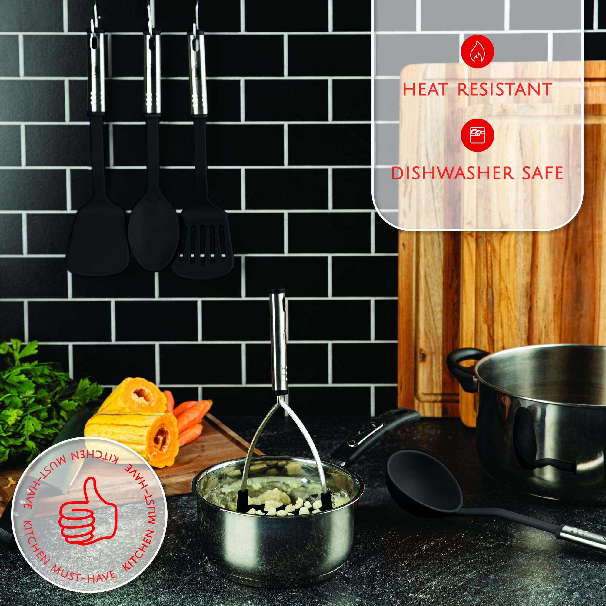 Kitchen Utensils Set, Cooking Utensil Set Kitchen Gadgets, Pots and Pans set Nonstick and Heat Resistant, 24 Pcs Nylon and Stainless Steel, Spatula Set, Apartment Essentials Kitchen Cookware Sets