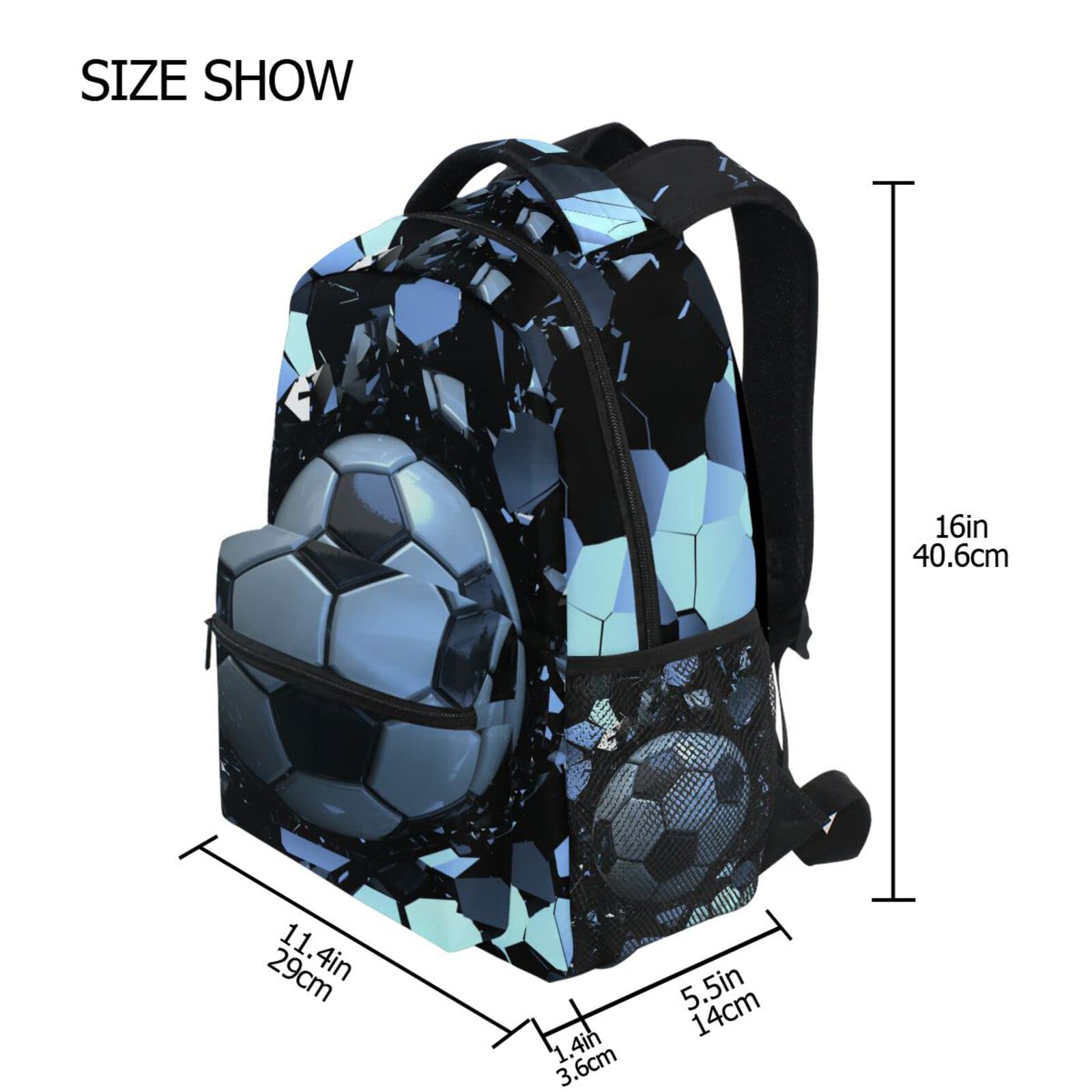 Krafig Boys Girls Kids Sport 3D Soccer School Backpacks Bookbag, Elementary School Bag Travel Backpack Daypack