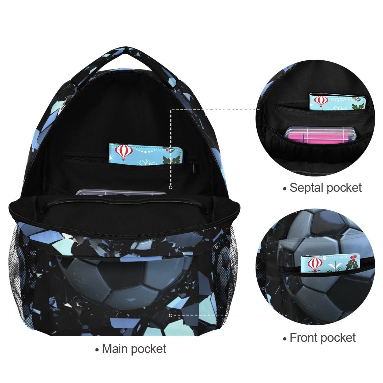 Krafig Boys Girls Kids Sport 3D Soccer School Backpacks Bookbag, Elementary School Bag Travel Backpack Daypack