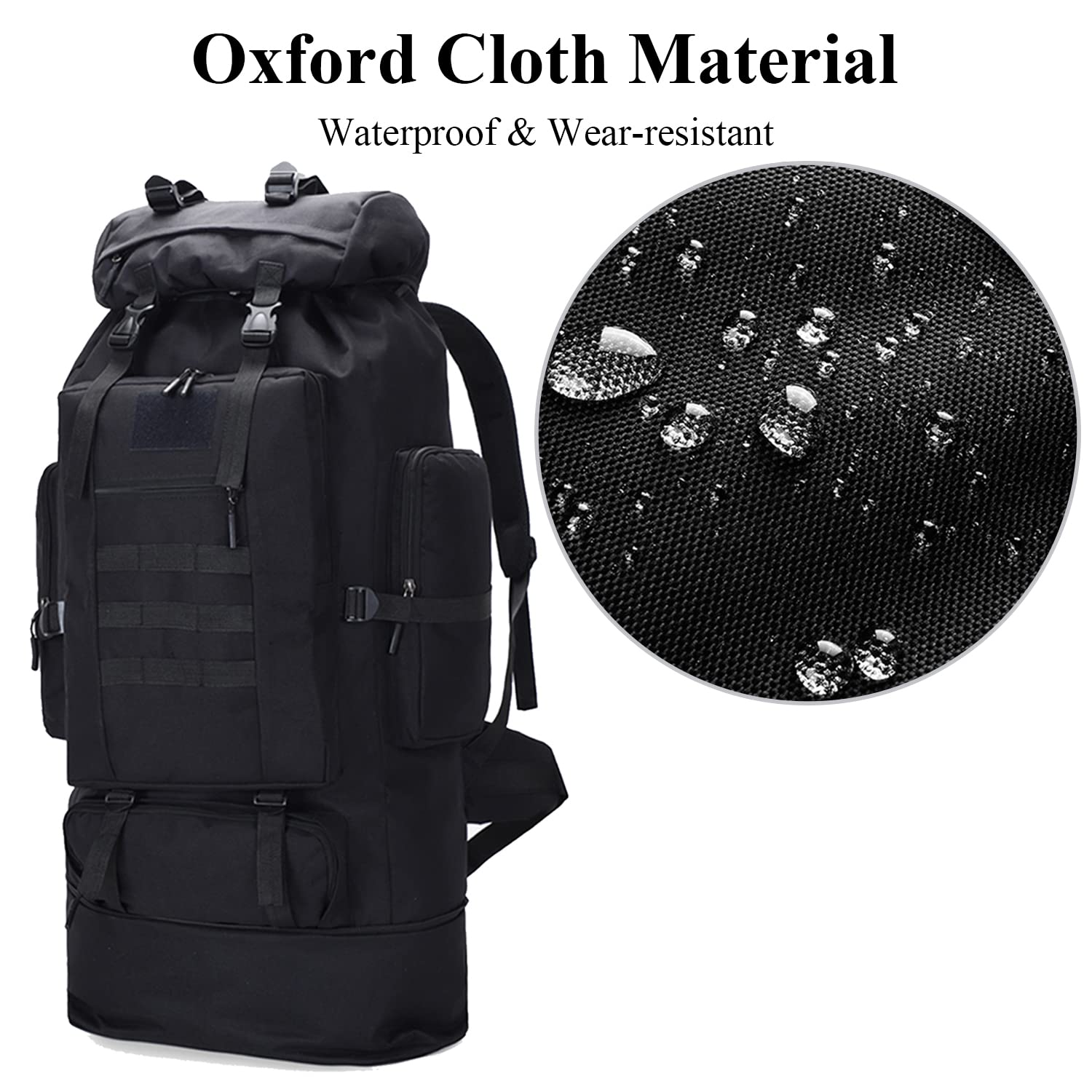 Wesoke 100L Hiking Camping Backpack Travel MOLLE Rucksack,Military Tactical Daypacks,Thickened Waterproof Outdoor Backpack
