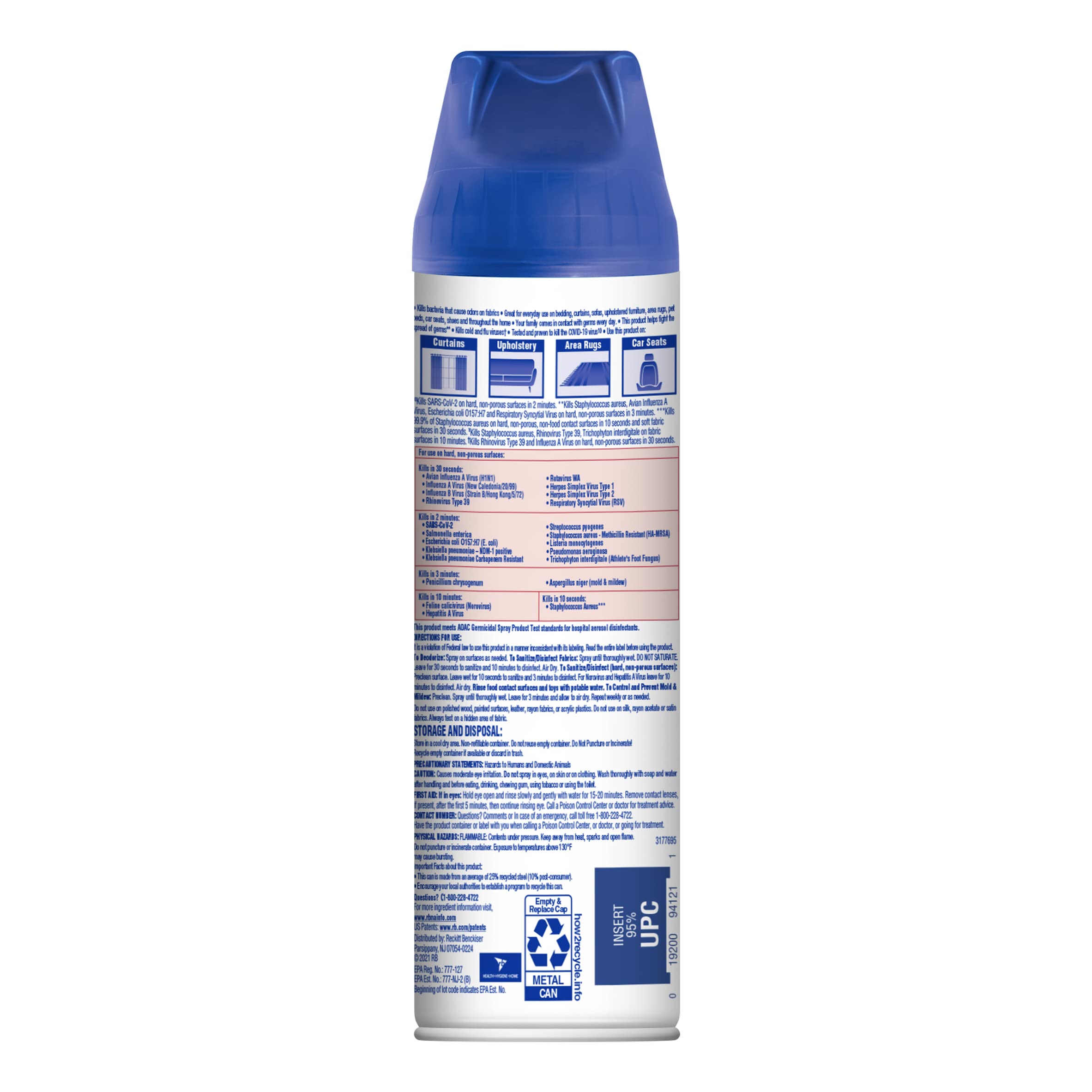 Lysol Fabric Disinfectant Spray, Sanitizing and Antibacterial Spray, For Disinfecting and Deodorizing Soft Furnishings, Lavender Fields 15 Fl. Oz (Pack of 3)