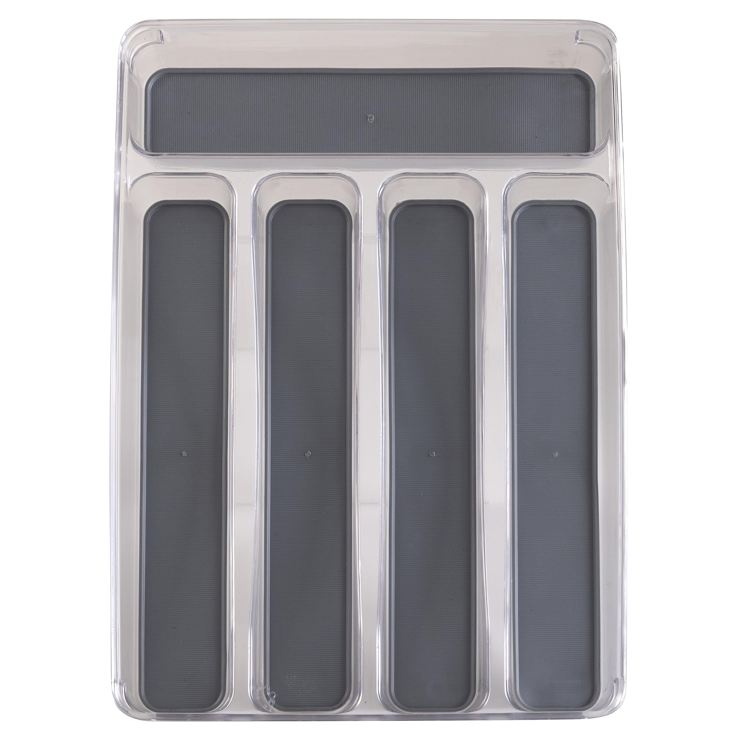 Kitchen Details 23195 Utensil and Cutlery Drawer Organizer, Divider, Tray, Storage, 5 Compartment, Clear