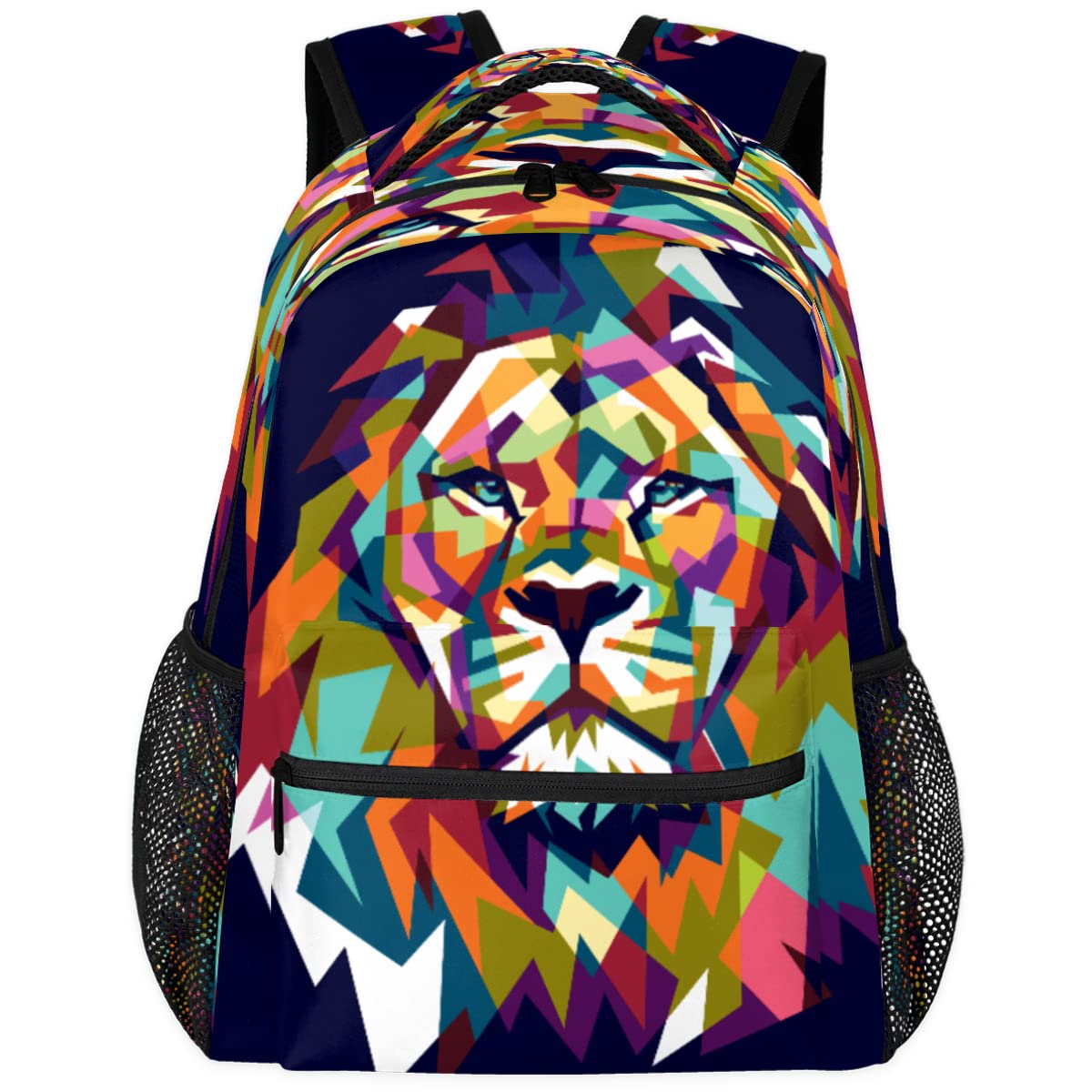 Travel Laptop Backpacks Geometric Lion Water Resistant Lightweight School Backpacks Casual Daypack for Women Men Teen Girls Boys