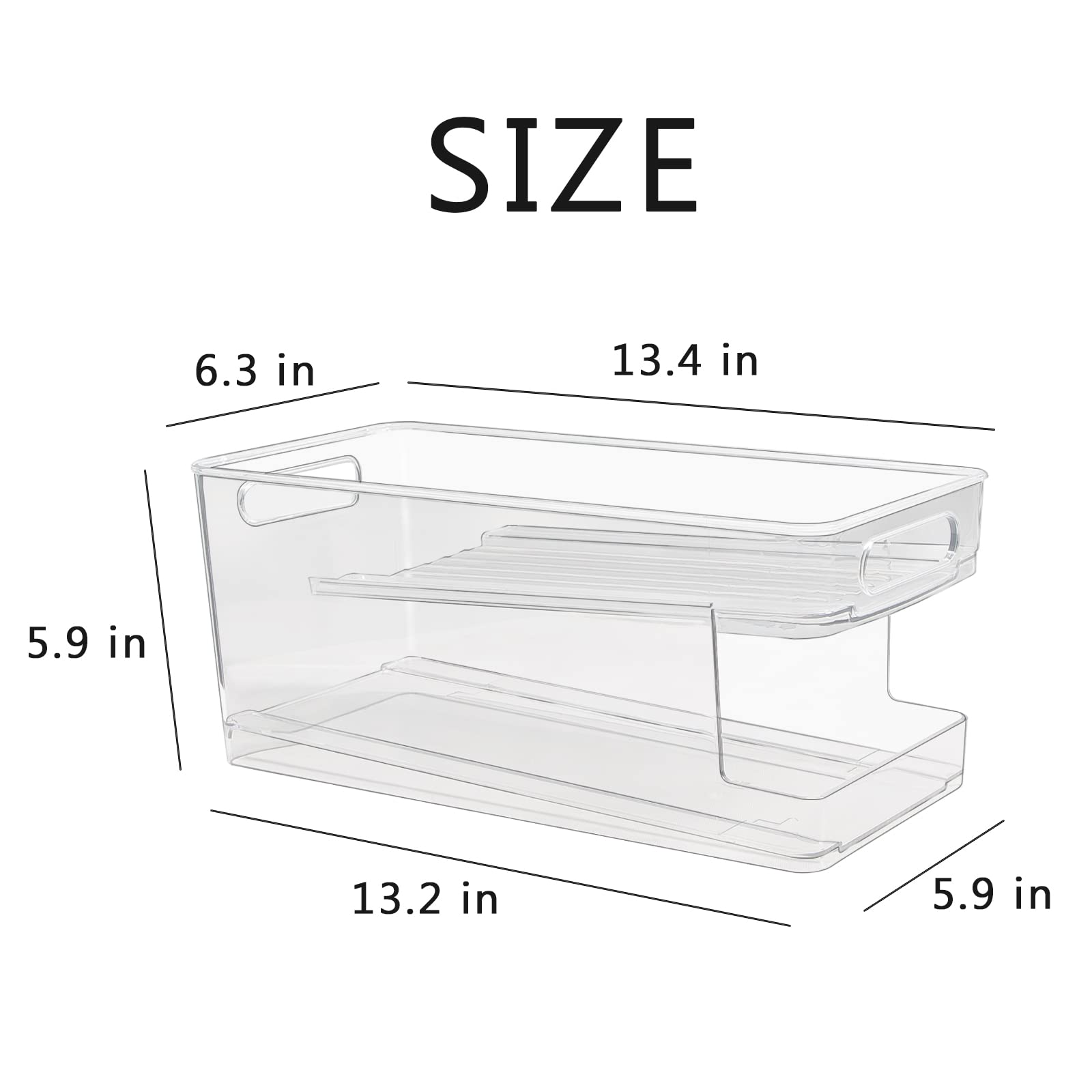 Soda Can Organizers Bins, 2 PCS Wide Plastic Water Bottle Storage, Stackable Clear Refrigerator Organizer Bins, Food Storage Dispensers for Freezer Cabinet Countertops Fridge Kitchen