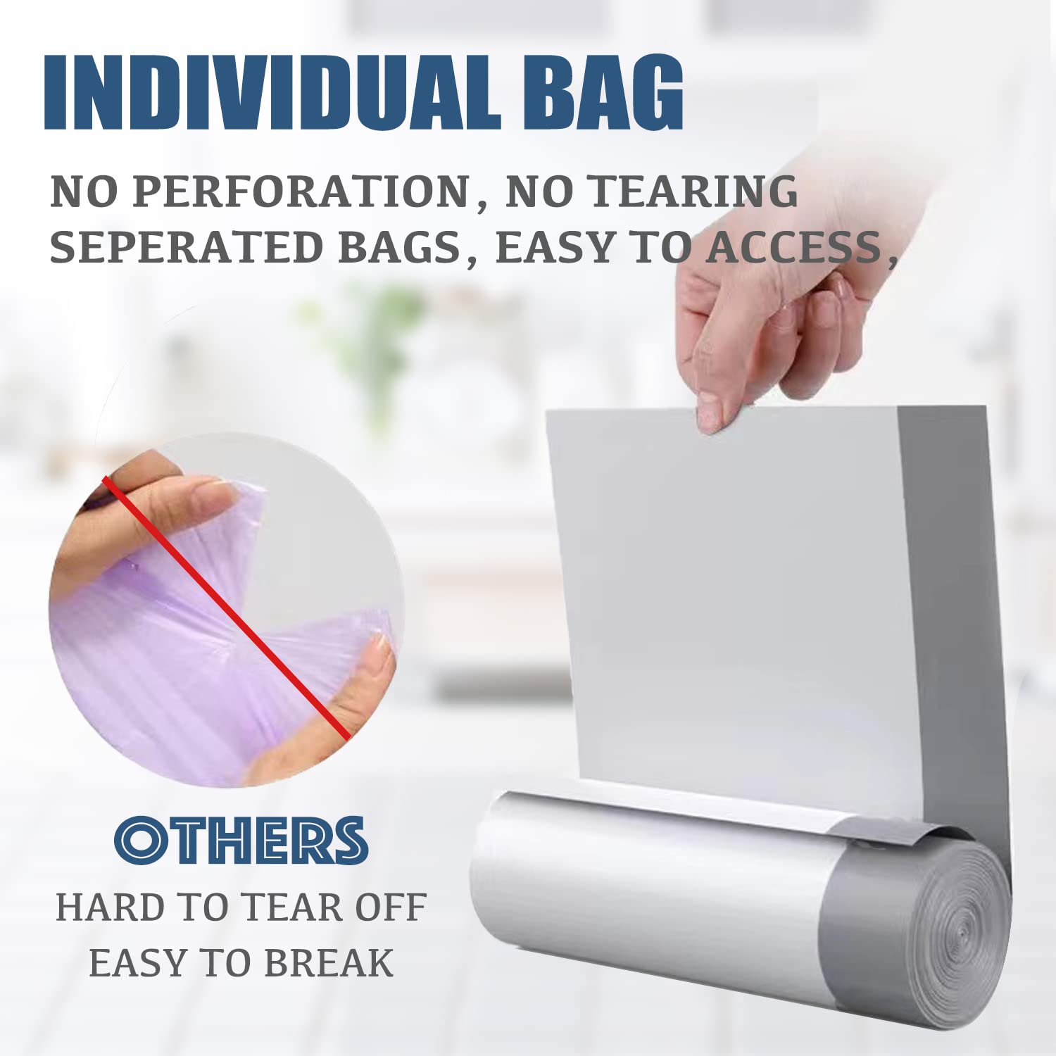 Small Trash Bags 4 Gallon - Drawstring 4 Gallon Trash Bag, Individual Unscented Small Garbage Bags, White 4 Gal Small Trash Can Liners Bathroom Trash Bags, 57 Count