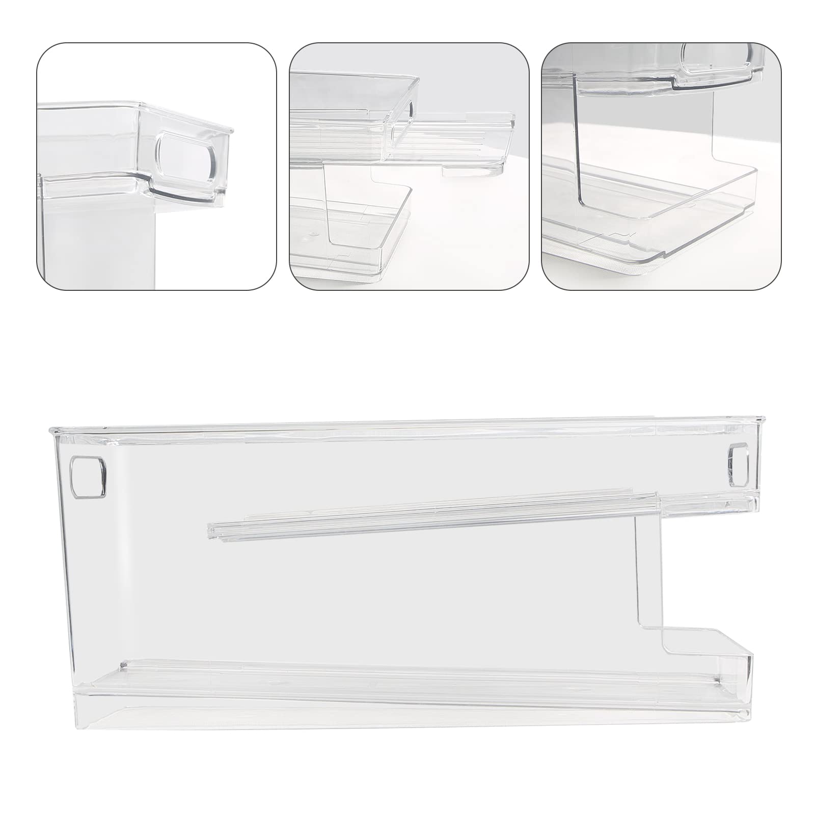 Soda Can Organizers Bins, 2 PCS Wide Plastic Water Bottle Storage, Stackable Clear Refrigerator Organizer Bins, Food Storage Dispensers for Freezer Cabinet Countertops Fridge Kitchen