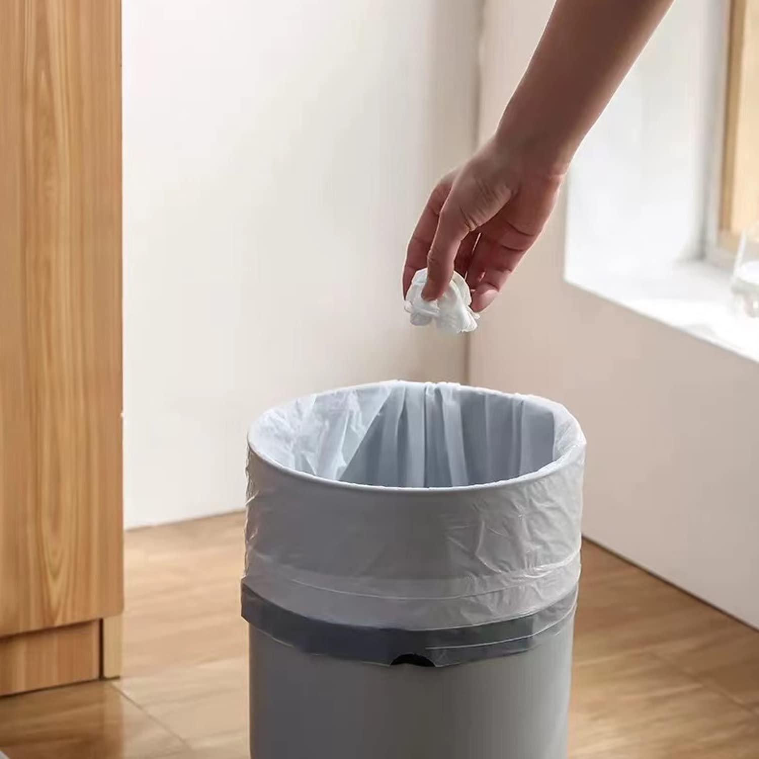 Small Trash Bags 4 Gallon - Drawstring 4 Gallon Trash Bag, Individual Unscented Small Garbage Bags, White 4 Gal Small Trash Can Liners Bathroom Trash Bags, 57 Count