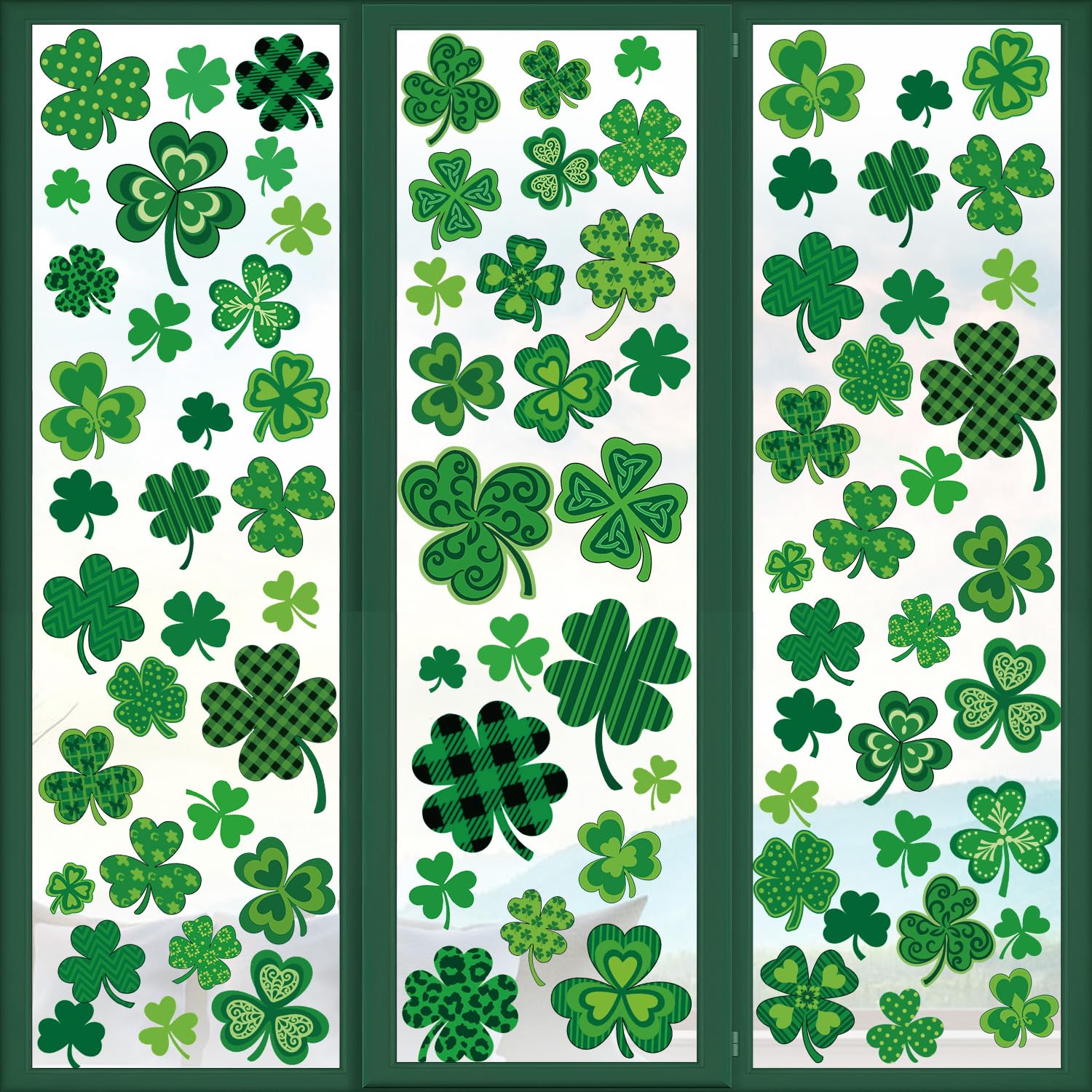 St Patricks Day Window Clings, Double-Side Quality Printed Shamrock Decorations for St Patrick's Day, Lucky Irish Decals Party Ornaments…