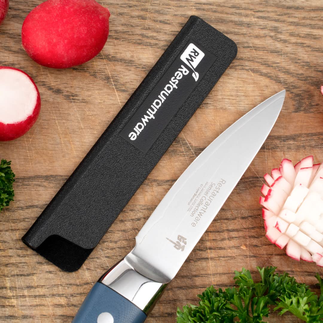 Restaurantware Sensei 4.7 x 1 Inch Knife Sleeve, 1 BPA-Free Knife Protector - Fits Paring Knife, Felt Lining, Black Plastic Knife Blade Guard, Durable, Cut-Proof