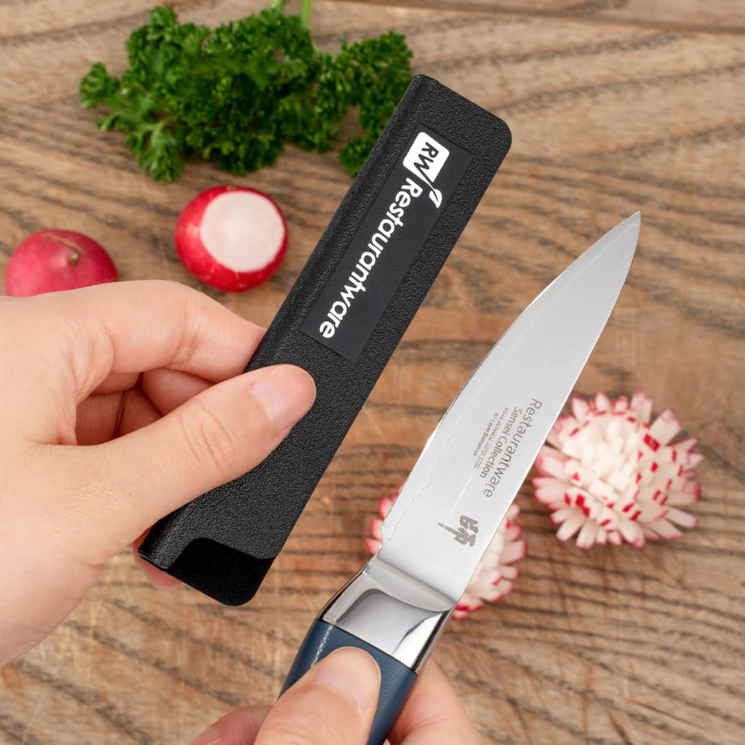Restaurantware Sensei 4.7 x 1 Inch Knife Sleeve, 1 BPA-Free Knife Protector - Fits Paring Knife, Felt Lining, Black Plastic Knife Blade Guard, Durable, Cut-Proof