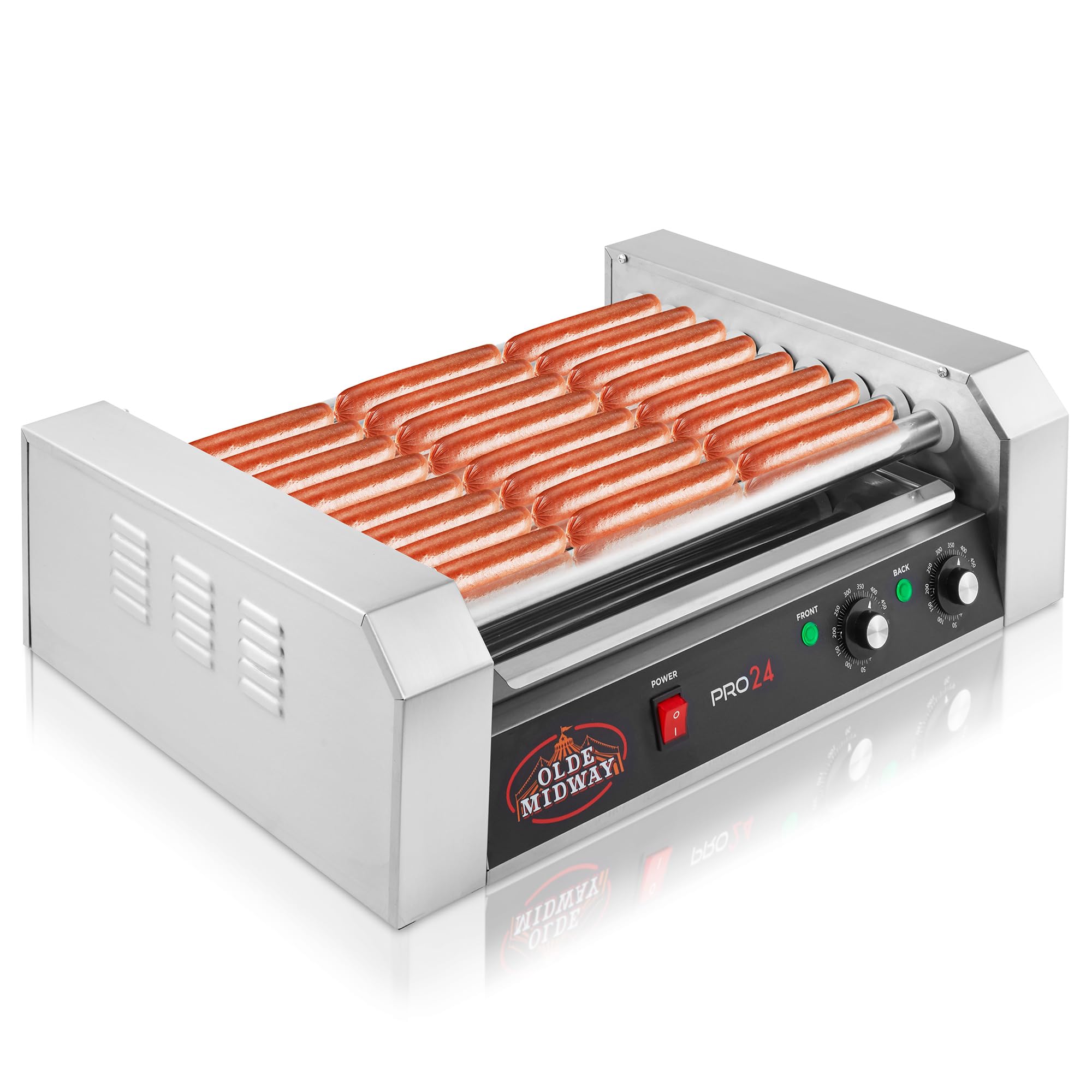 Olde Midway Electric 18 Hot Dog 7 Roller Grill Cooker Machine 900-Watt - Commercial Grade