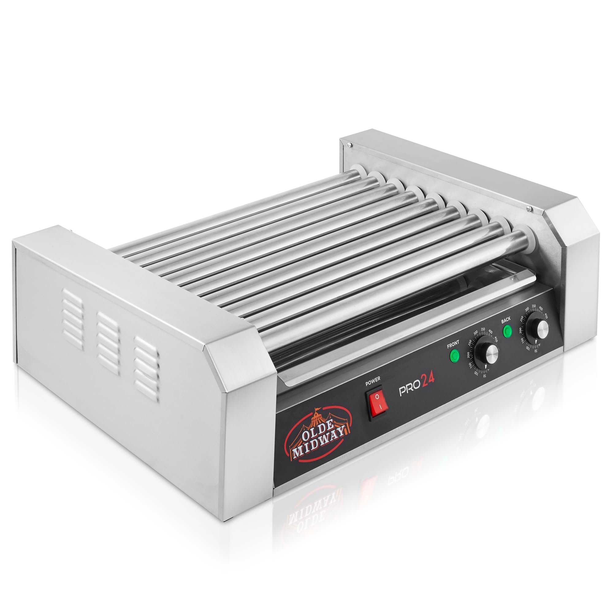 Olde Midway Electric 18 Hot Dog 7 Roller Grill Cooker Machine 900-Watt - Commercial Grade