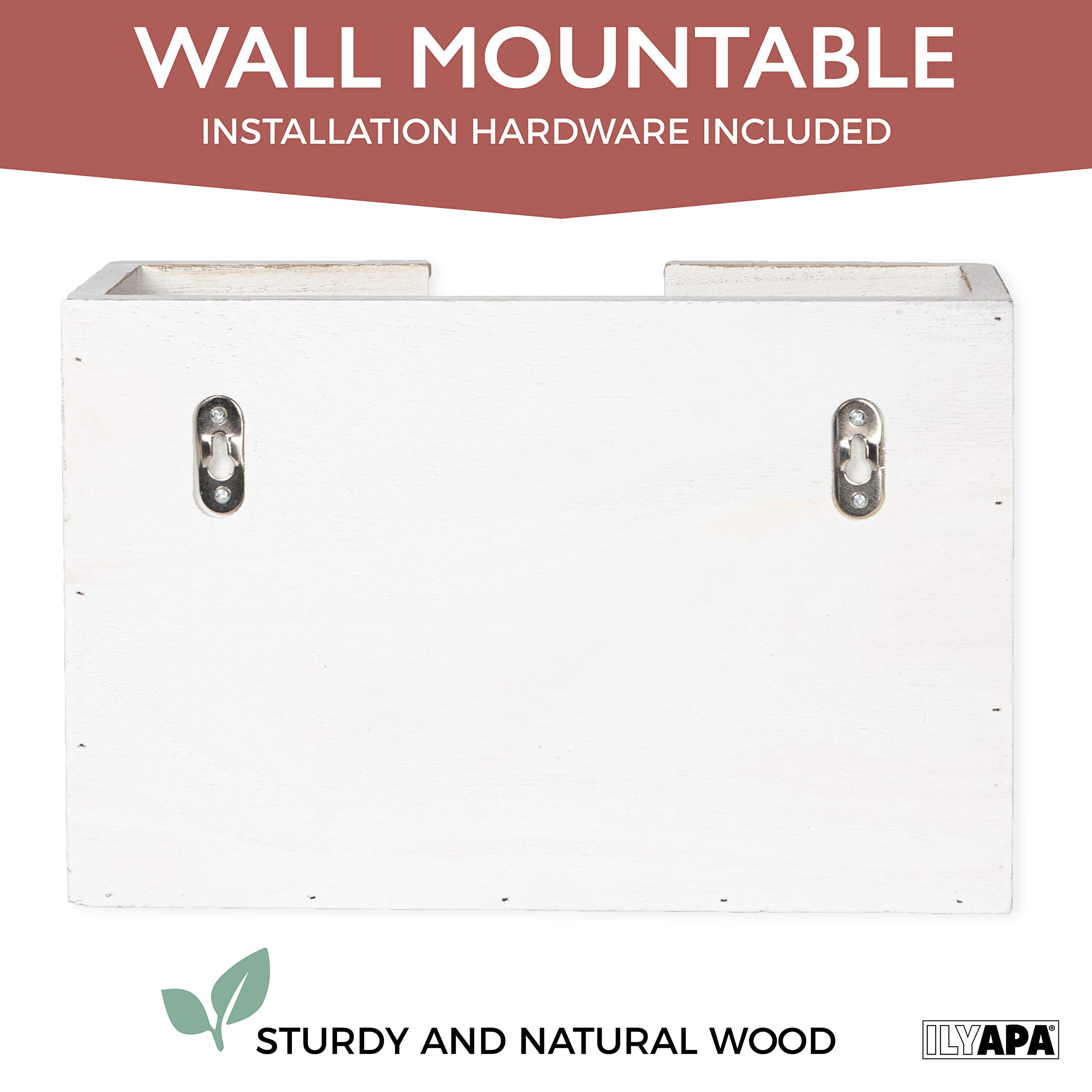 Ilyapa Wood Paper Towel Dispenser - Rustic Farmhouse White Wooden Multifold Hand Towel Holder