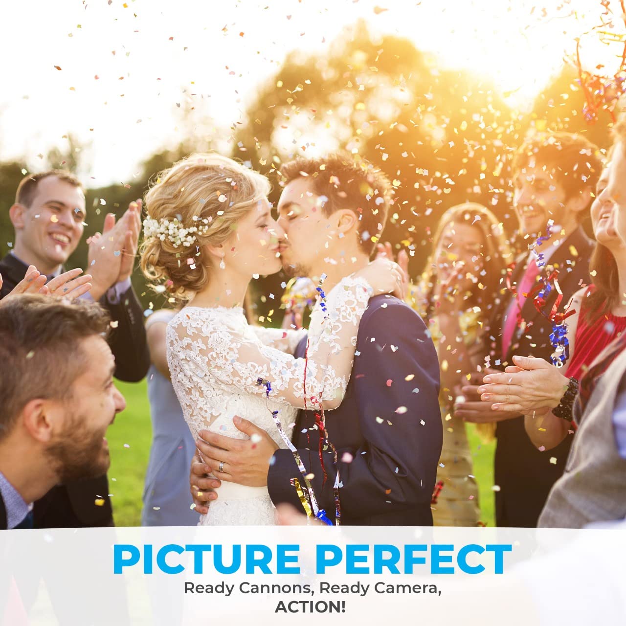 Confetti Cannon - 16" X-Large Party Poppers Confetti Shooters, Multicolor Biodegradable Confetti Cannons (Confetti Blasters/Gun/Bomb)Compressed Air, Launch 25ft, Loud Pop - For Wedding, New Year's Eve