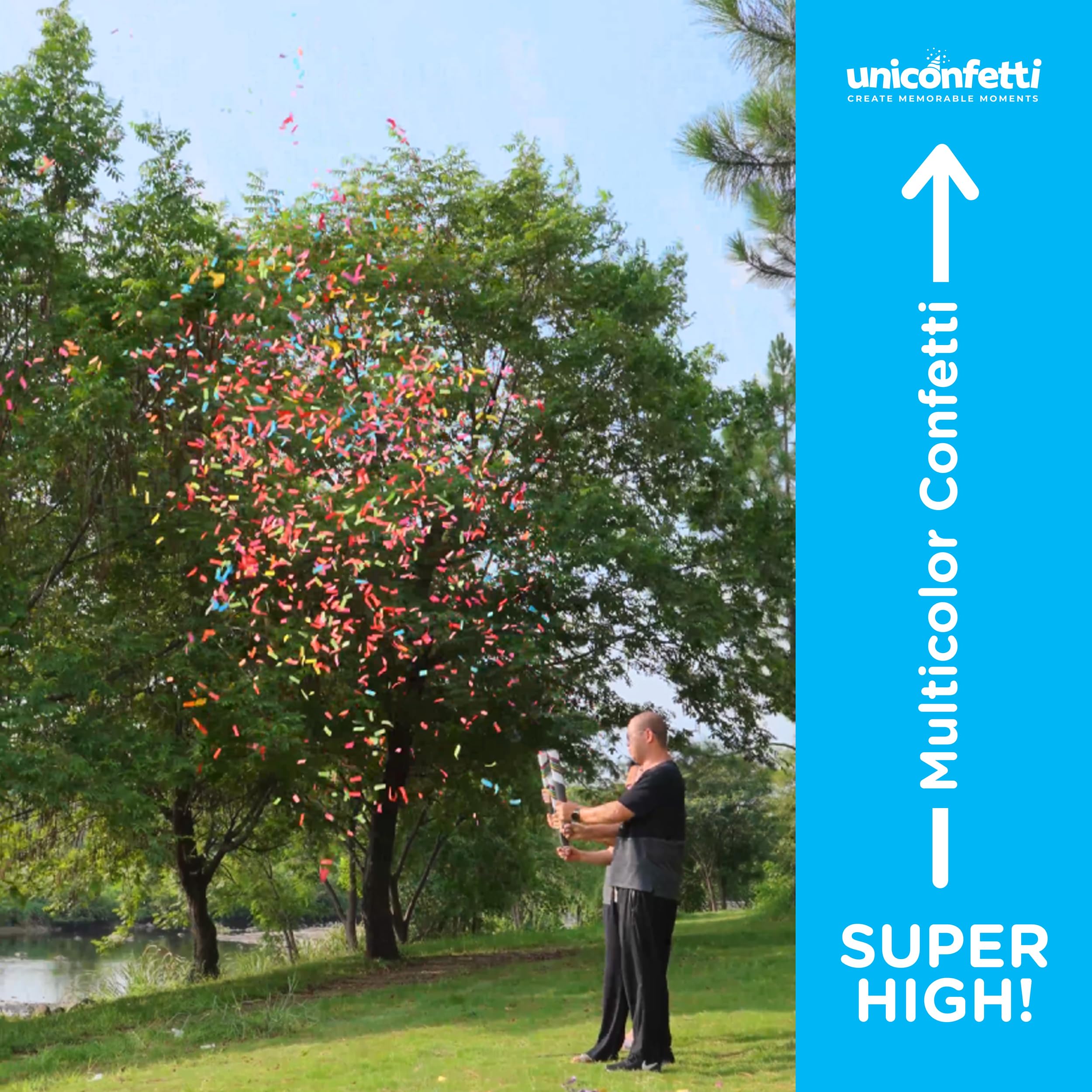 Confetti Cannon - 16" X-Large Party Poppers Confetti Shooters, Multicolor Biodegradable Confetti Cannons (Confetti Blasters/Gun/Bomb)Compressed Air, Launch 25ft, Loud Pop - For Wedding, New Year's Eve
