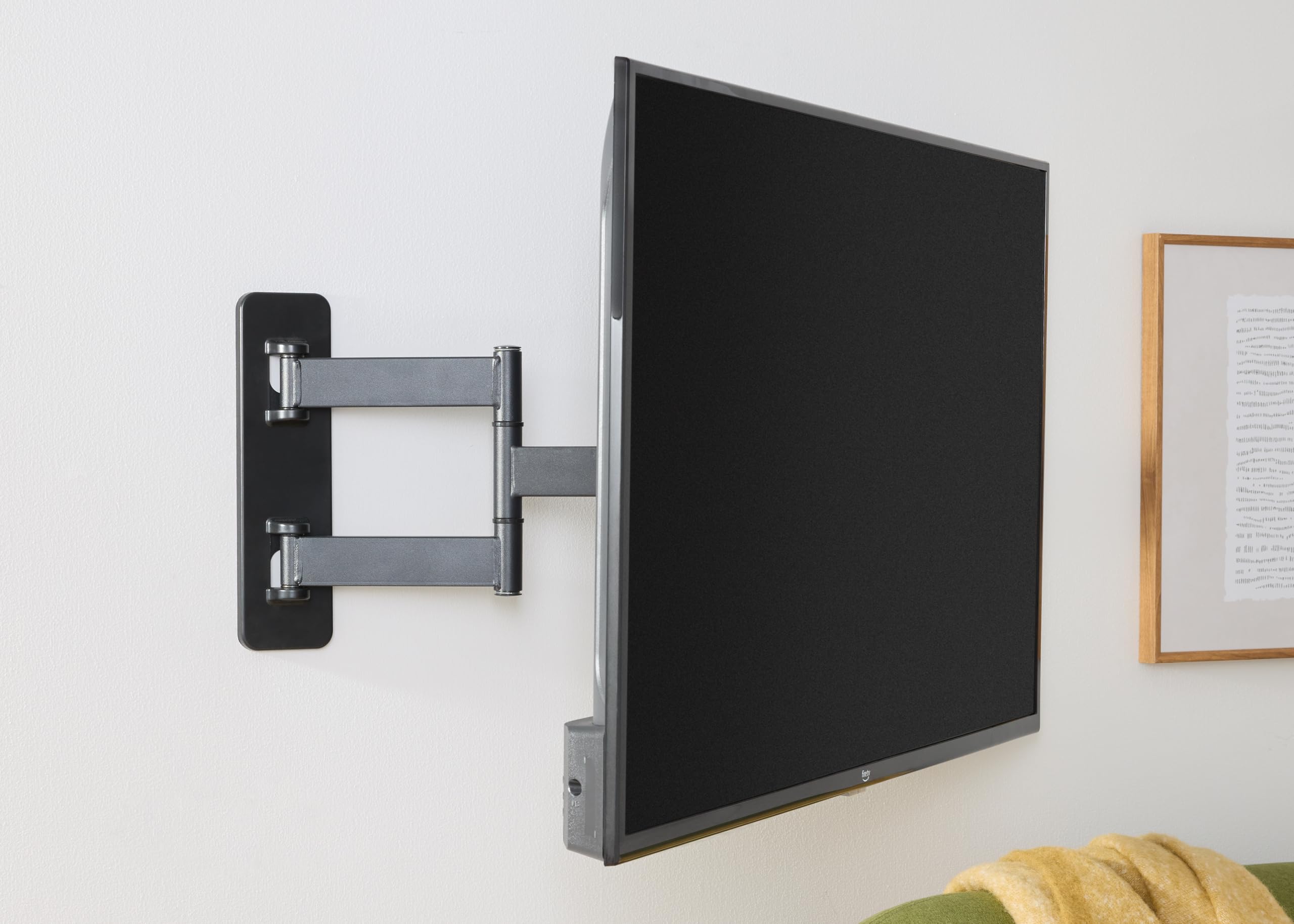 Amazon Basics Full Motion Articulating TV Monitor Wall Mount for 22-55 Inch TVs and Flat Panels up to 80 Lbs, Black