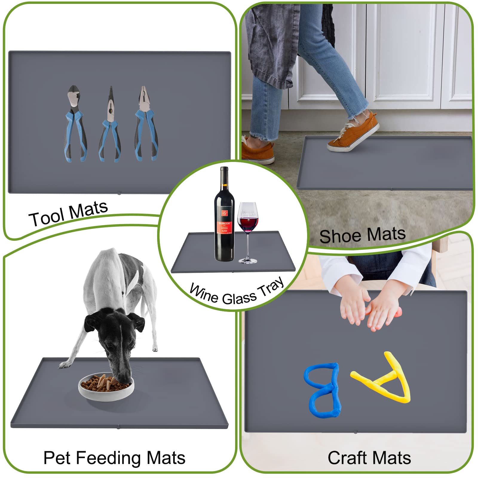 Under Sink Mat - 34" x 22" Under Sink Mats for Kitchen Waterproof, Holds up to 3.3 Gallons Water, Bathroom Under Sink Tray with Unique Drain Hole for Doormat, Pet Feeding Mat, Drawing Mat, Craft Mat