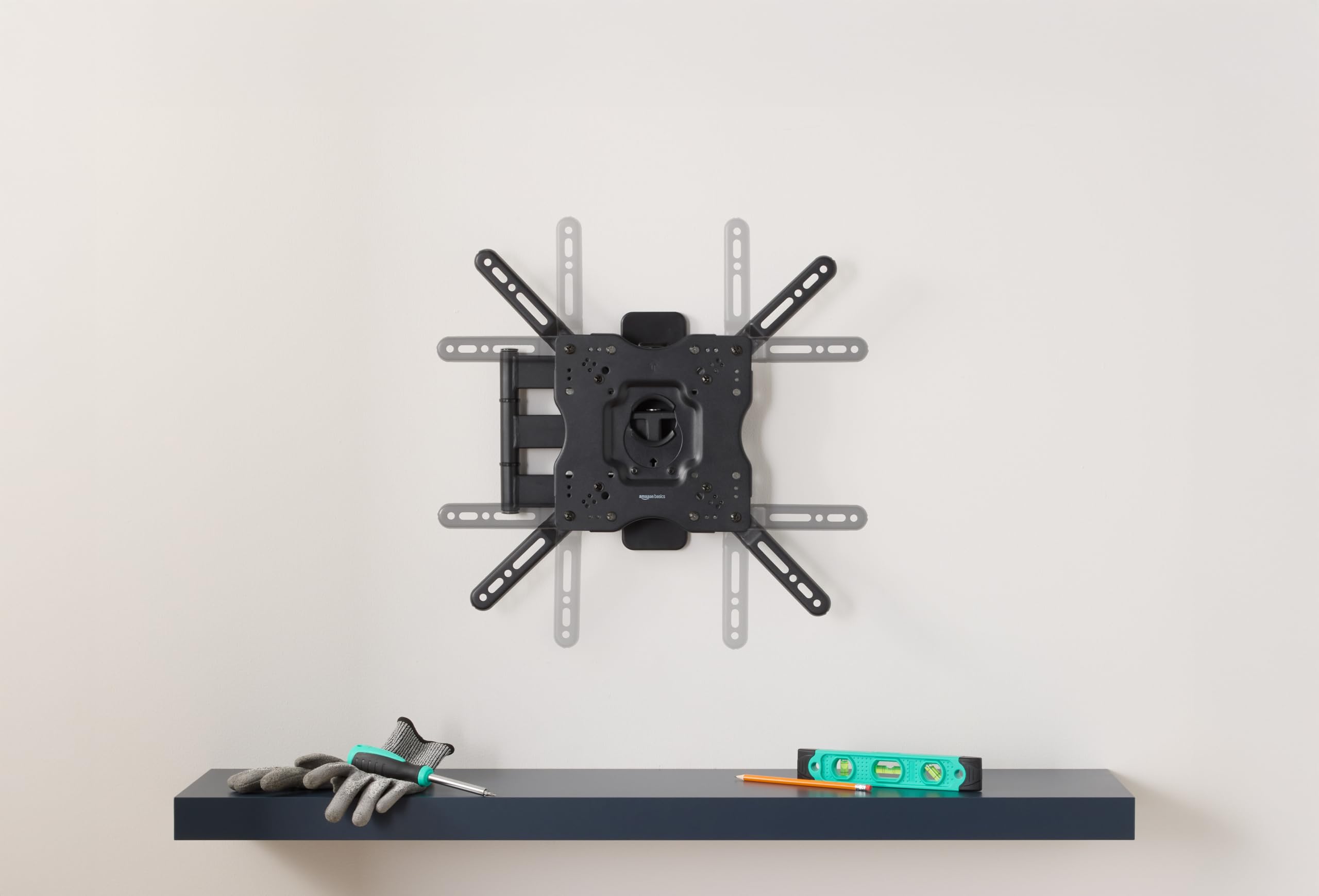 Amazon Basics Full Motion Articulating TV Monitor Wall Mount for 22-55 Inch TVs and Flat Panels up to 80 Lbs, Black