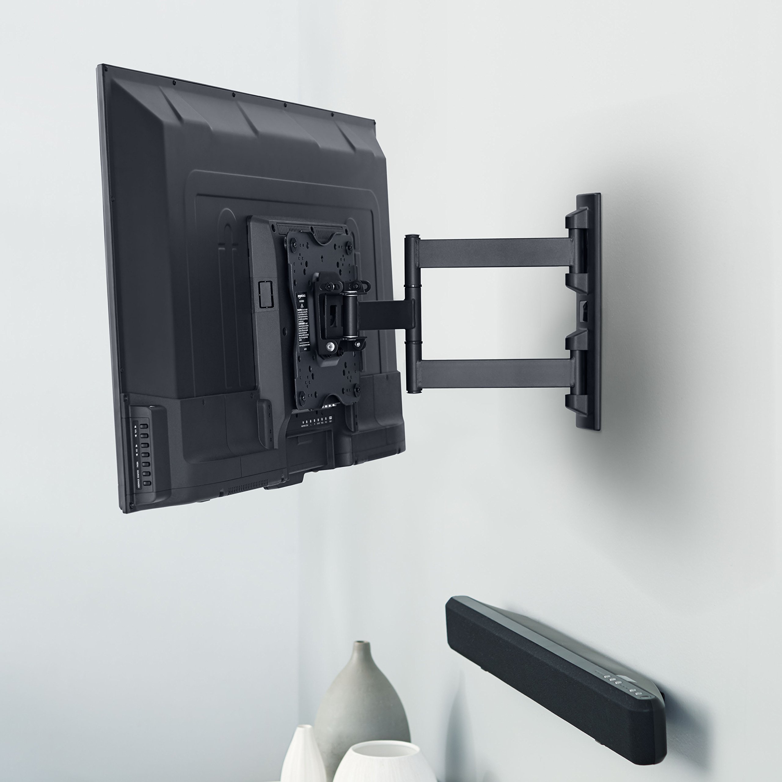 Amazon Basics Full Motion Articulating TV Monitor Wall Mount for 22-55 Inch TVs and Flat Panels up to 80 Lbs, Black