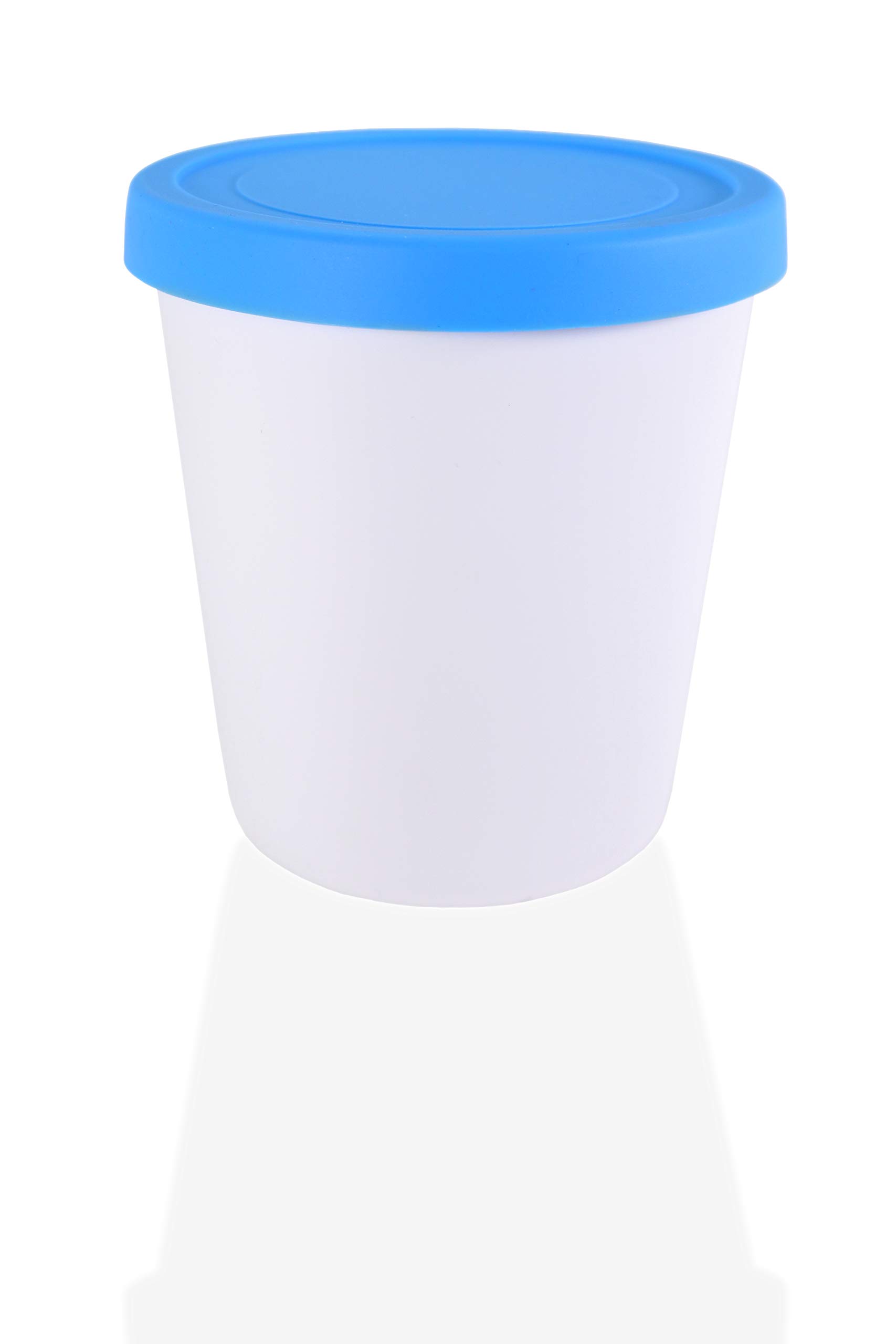 LIN Ice Cream Containers 4-Pack - 1Quart Reusable Round Storage Tubs for Homemade Ice Cream, Dessert, Gelato, Sorbet, 2 Red & 2 Blue Silicone Lids - Non-BPA Plastic Containers - Dishwasher-Safe - No Freezer Burn