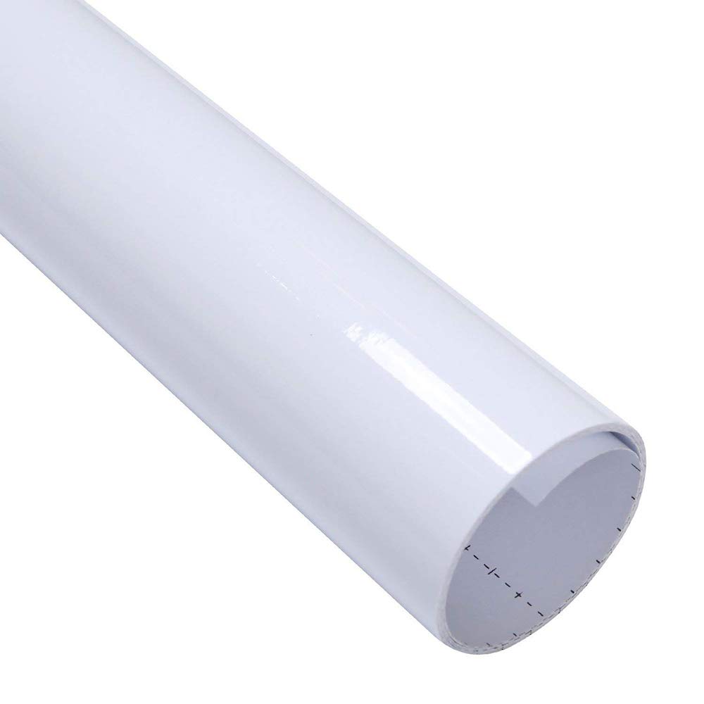 F&U Waterproof High Gloss Glittery Vinyl Pearl White Self Adhesive Wall Paper for Covering Kitchen Counter Top Cabinet Wardrobe Furniture (23.79" x 195", White)