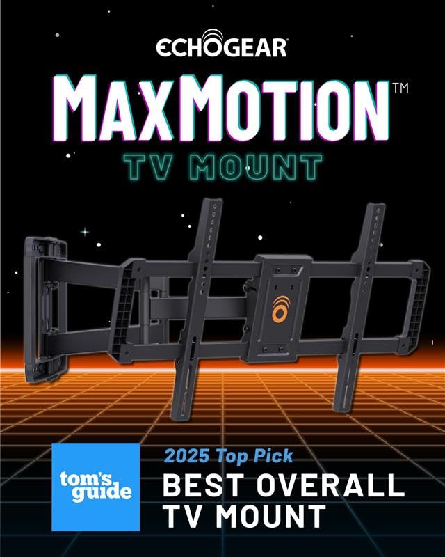 ECHOGEAR TV Wall Mount for Large TVs Up to 90" - Full Motion with Smooth Swivel, Tilt, & Extension - Universal Design Works with Samsung, Vizio, LG & More - Includes Hardware & Wall Drilling Template