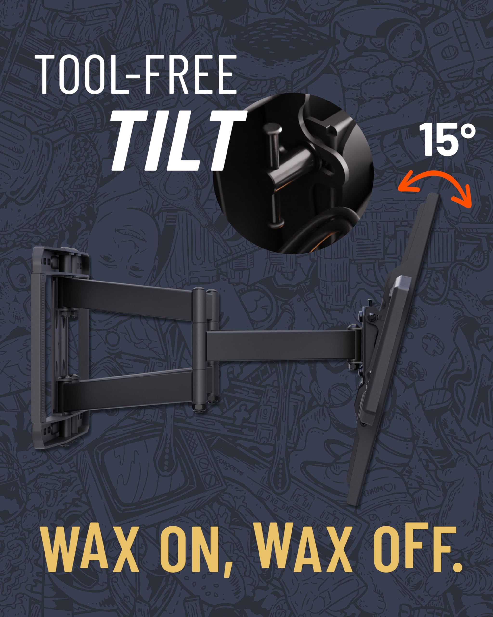 ECHOGEAR TV Wall Mount for Large TVs Up to 90" - Full Motion with Smooth Swivel, Tilt, & Extension - Universal Design Works with Samsung, Vizio, LG & More - Includes Hardware & Wall Drilling Template