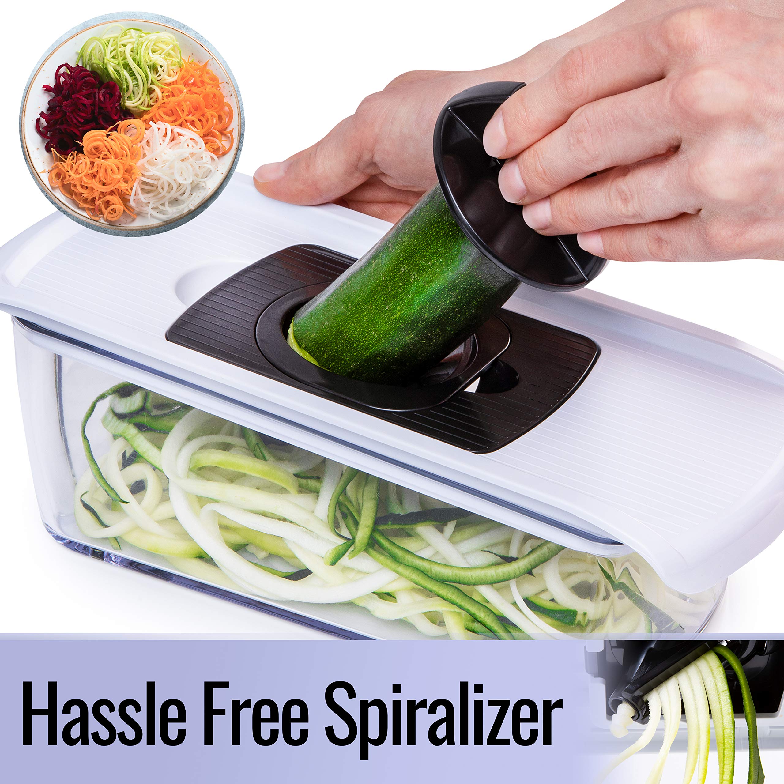 Fullstar 6-in-1 Mandoline Slicer For Kitchen, Cheese Grater, Vegetable Spiralizer and Veggie Slicer for Cooking & Meal Prep (Kitchen Gadgets Organizer & Safety Glove Included)