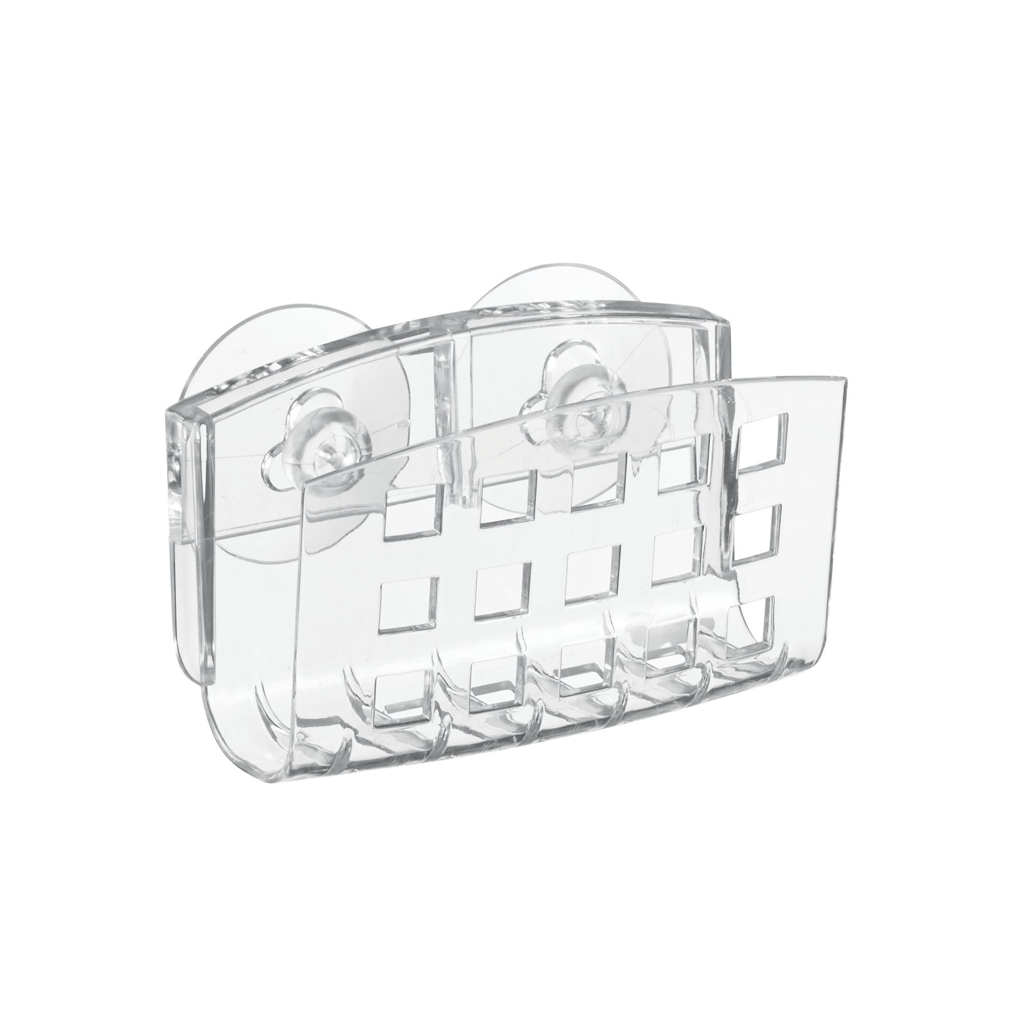 iDesign Plastic Kitchen Sink Suction Holder, Caddy for Soap, Sponges, Scrubbers in Bathroom, Shower Stall, Tub, Laundry Room, 3.75" x 2" x 2" - Clear