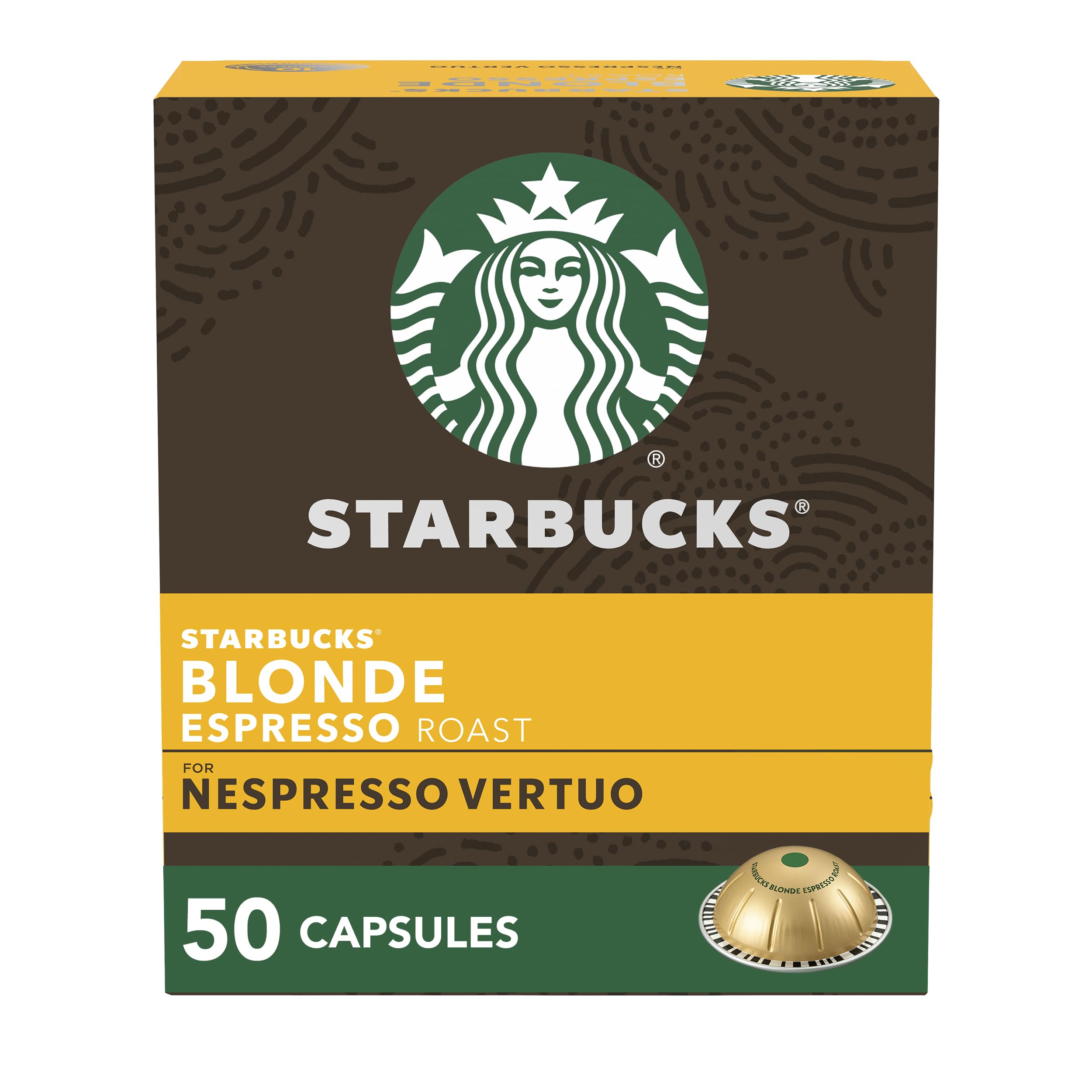 Starbucks by Nespresso Blonde Roast Espresso (50-count single serve capsules, compatible with Nespresso Vertuo Line System)