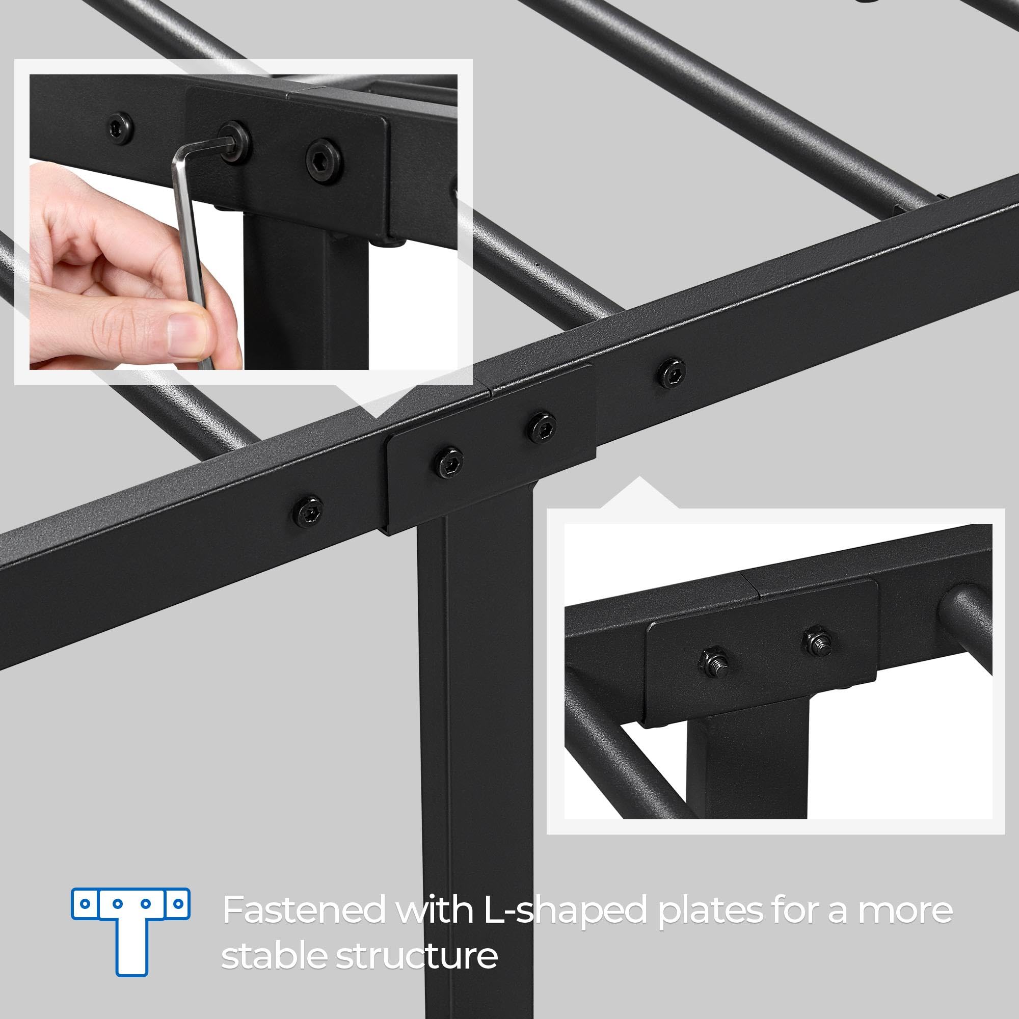 Yaheetech Classic Metal Platform Bed Frame Mattress Foundation with Victorian Style Iron-Art Headboard/Footboard/Under Bed Storage No Box Spring Needed Full Size Black