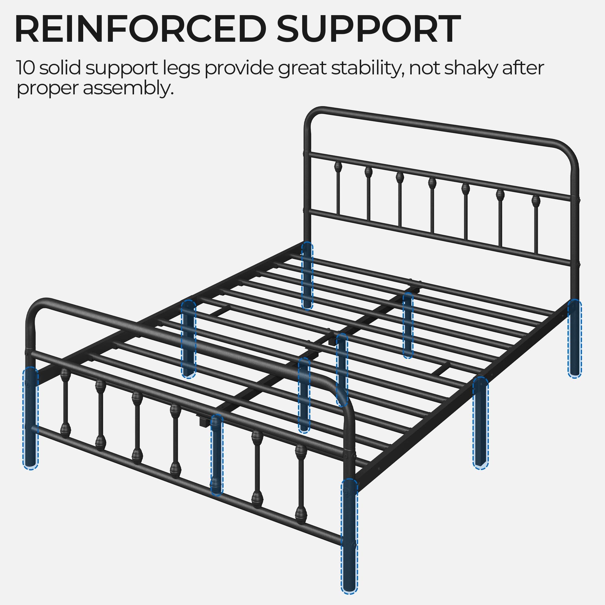 Yaheetech Classic Metal Platform Bed Frame Mattress Foundation with Victorian Style Iron-Art Headboard/Footboard/Under Bed Storage No Box Spring Needed Full Size Black