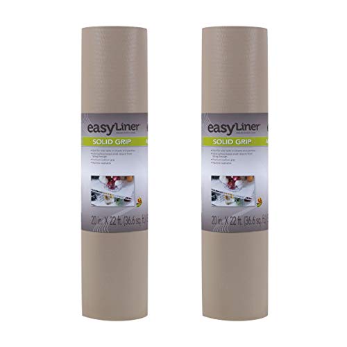 Duck Solid Grip EasyLiner Shelf Liner, 20 in x 22 ft, Taupe, 2 Rolls