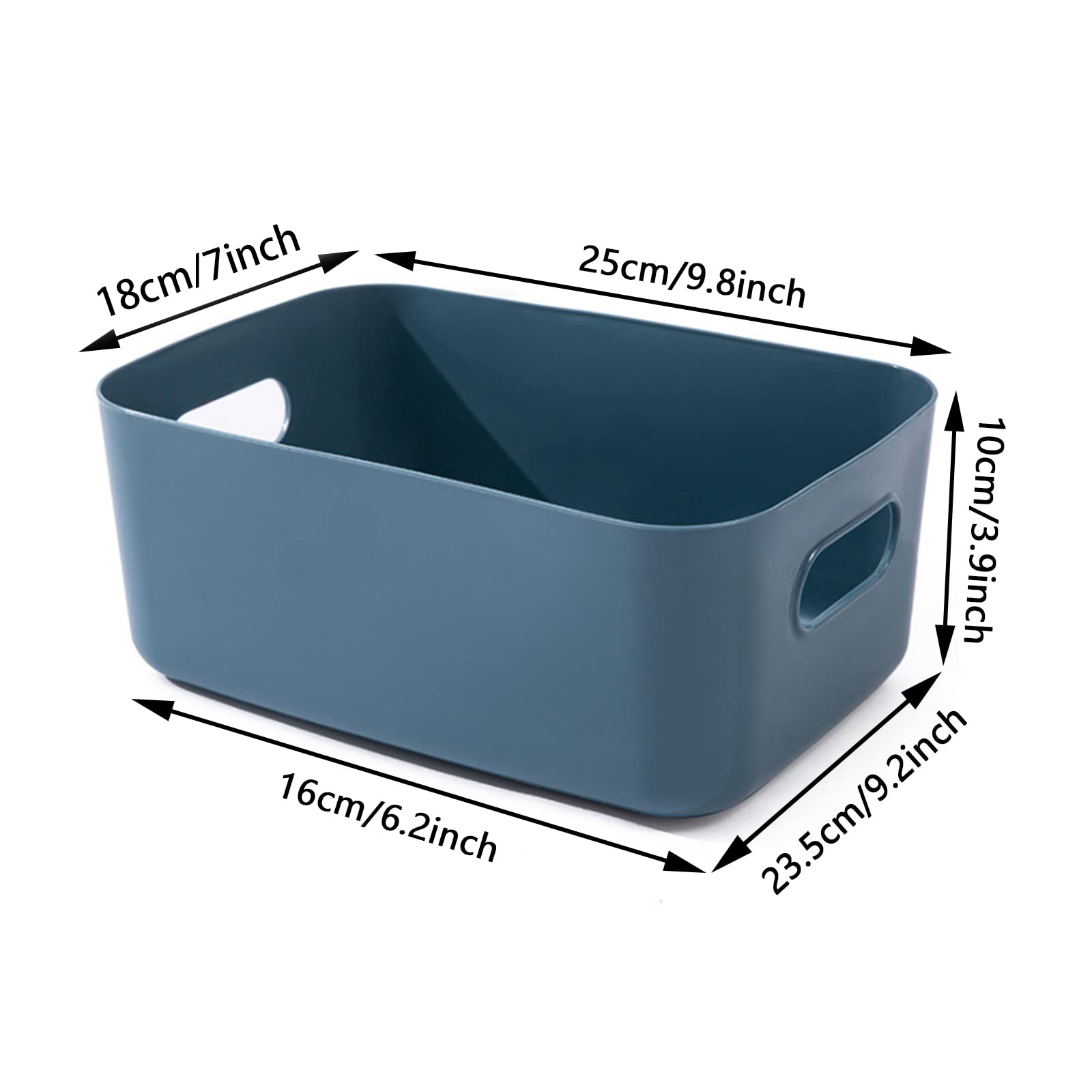 ZOAJU Plastic Cabinet Organizer, Set of 6 Storage Basket Pantry Bins Kitchen Spice Rack Organizer for Shelves Drawers Pantry Closet Classroom Bathroom, Blue,Green