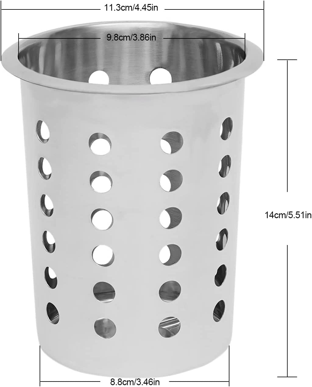MYOYAY Commercial 8 Cups Stainless Steel Cylinder, Silverware Caddy Commercial 8 Holes Utensil Holder Stainless Steel Flatware Organizer Restaurant Flatware Cylinder Holder