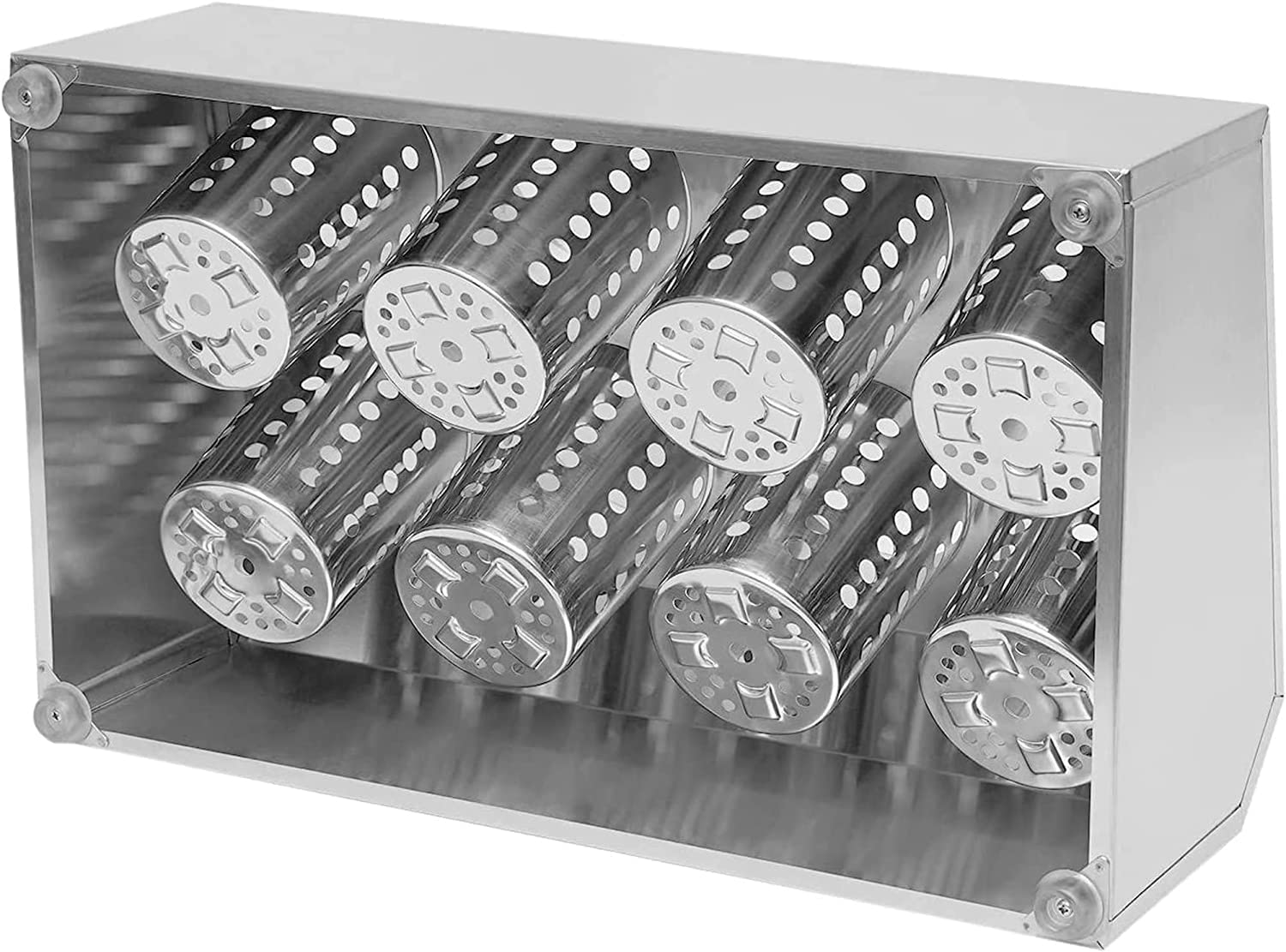 MYOYAY Commercial 8 Cups Stainless Steel Cylinder, Silverware Caddy Commercial 8 Holes Utensil Holder Stainless Steel Flatware Organizer Restaurant Flatware Cylinder Holder