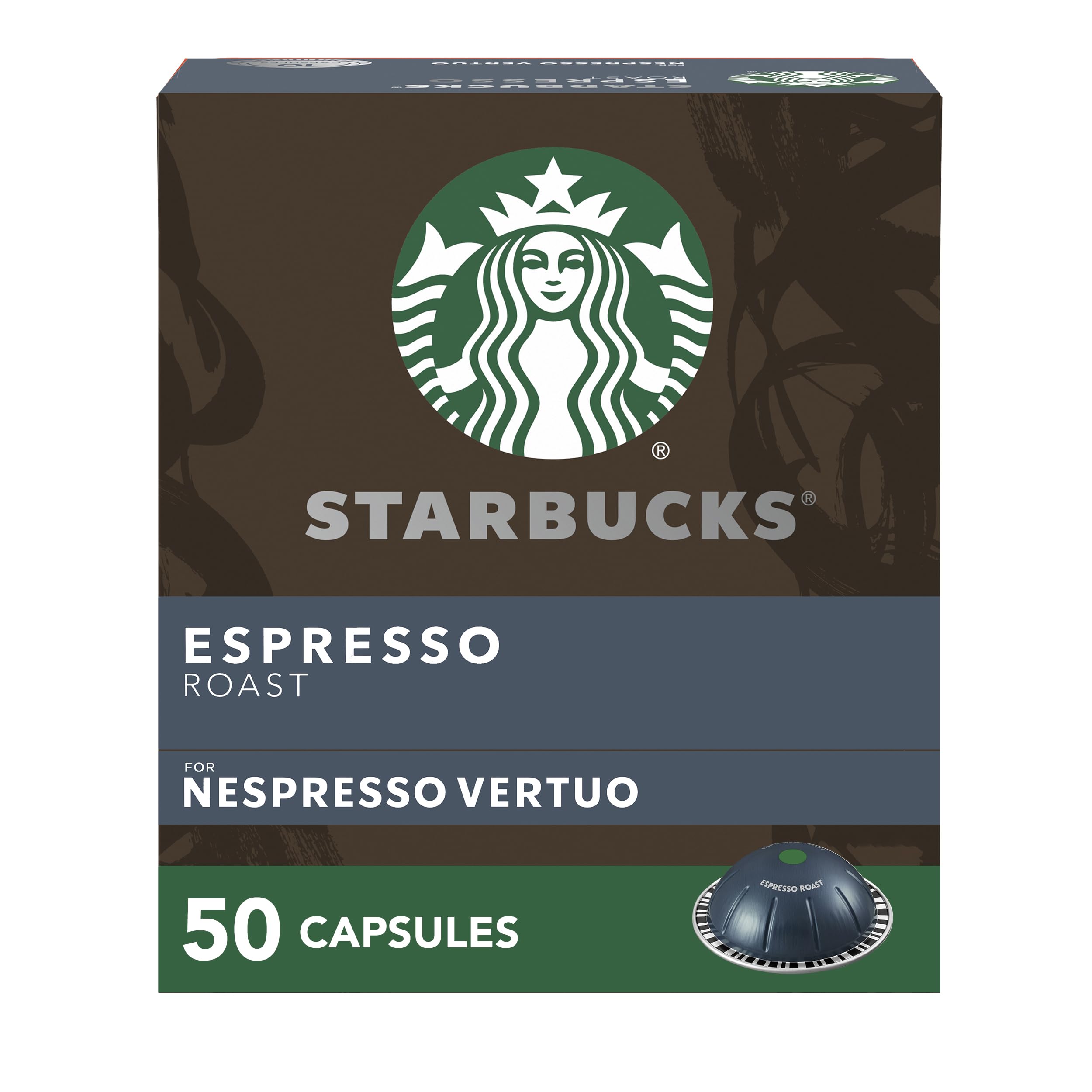 Starbucks by Nespresso Dark Roast Espresso (50-count single serve capsules, compatible with Nespresso Vertuo Line System)