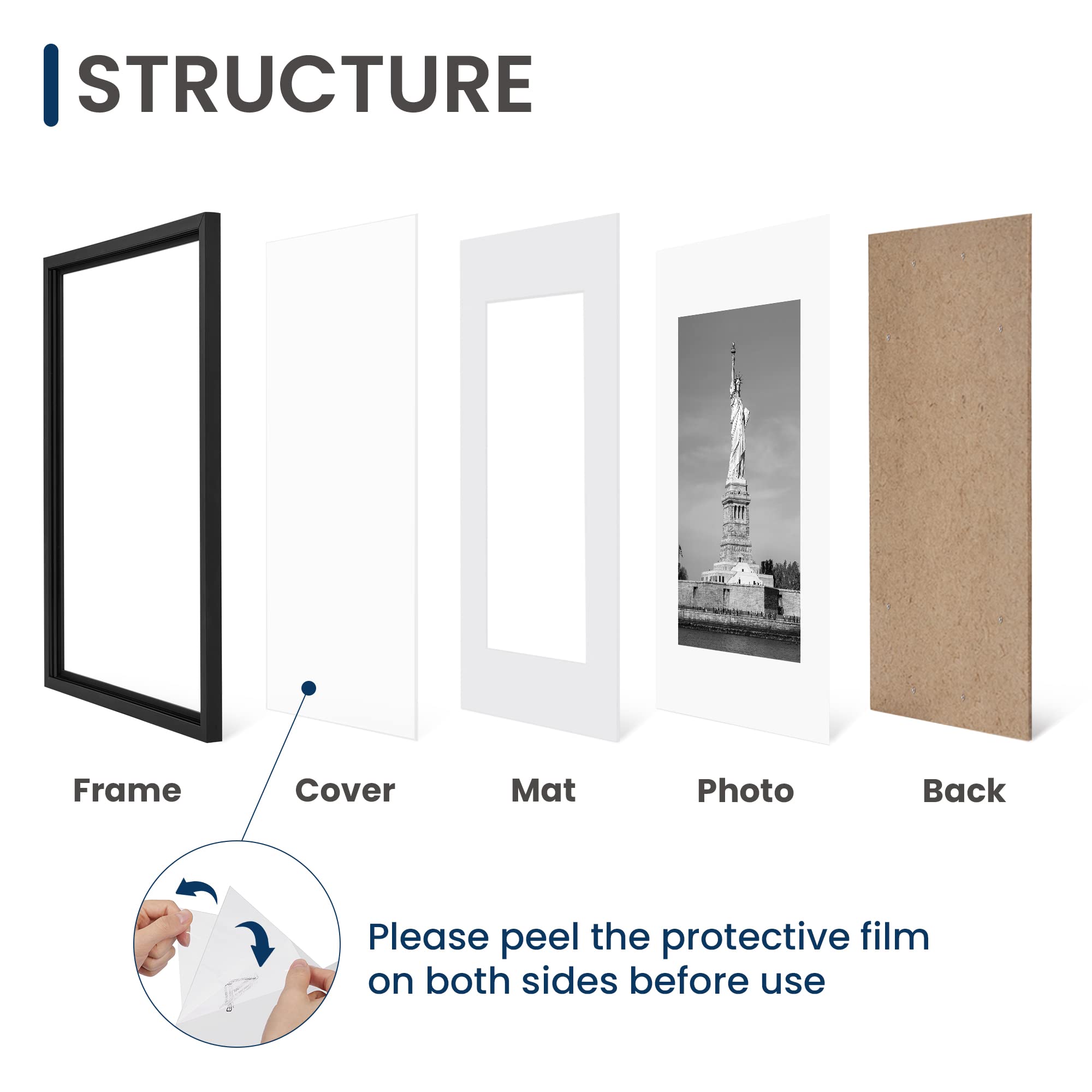 ENJOYBASICS 12x16 Picture Frame Black Poster Frame,Display Pictures 9x12 with Mat or 12x16 Without Mat,Wall Gallery Photo Frames,2 Pack