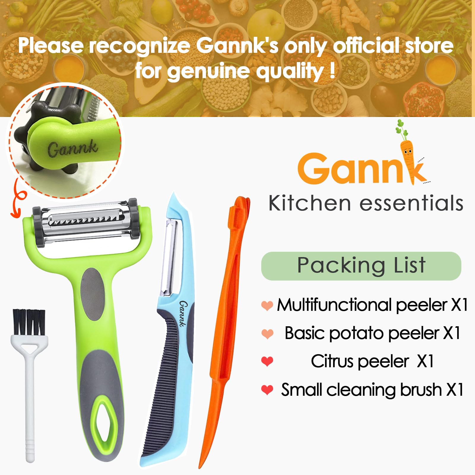 Potato Apple Vegetable Peelers for Kitchen, I and Y Peelers for Fruit Veggie Potatoes Carrot Cucumber, 3 in 1 Blade Spin Design With Julienne Function