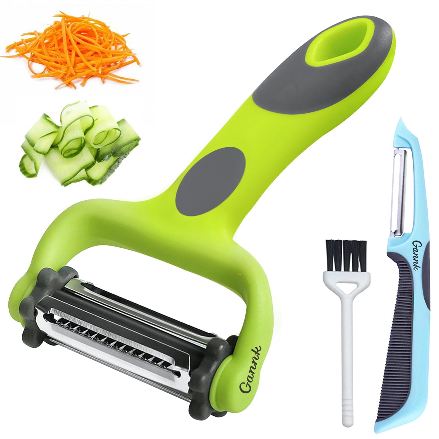 Potato Apple Vegetable Peelers for Kitchen, I and Y Peelers for Fruit Veggie Potatoes Carrot Cucumber, 3 in 1 Blade Spin Design With Julienne Function