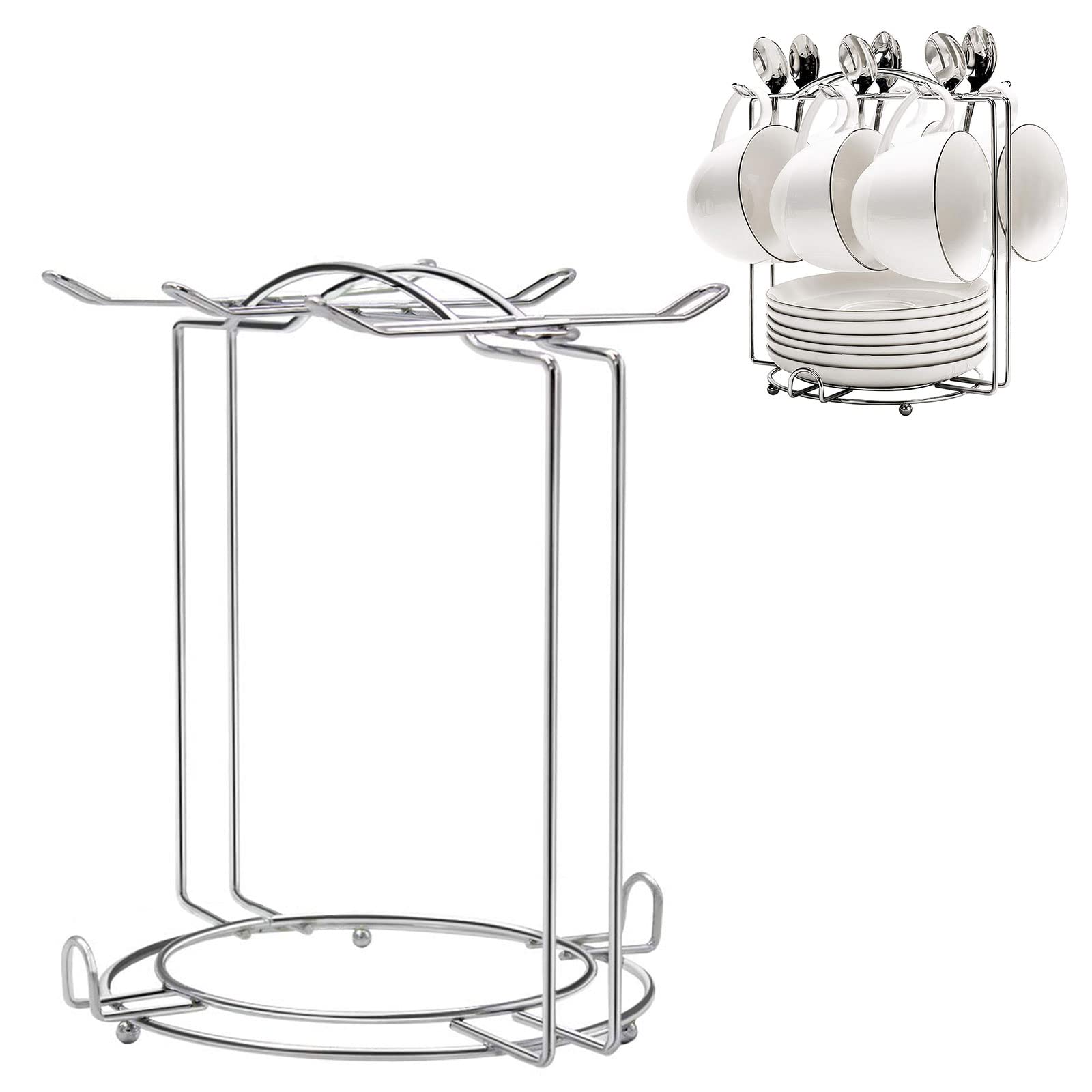 MyLifeUNIT Coffee Cup Holder, Stainless Steel Tea Cup Rack Stand for Counter, 6 Hooks