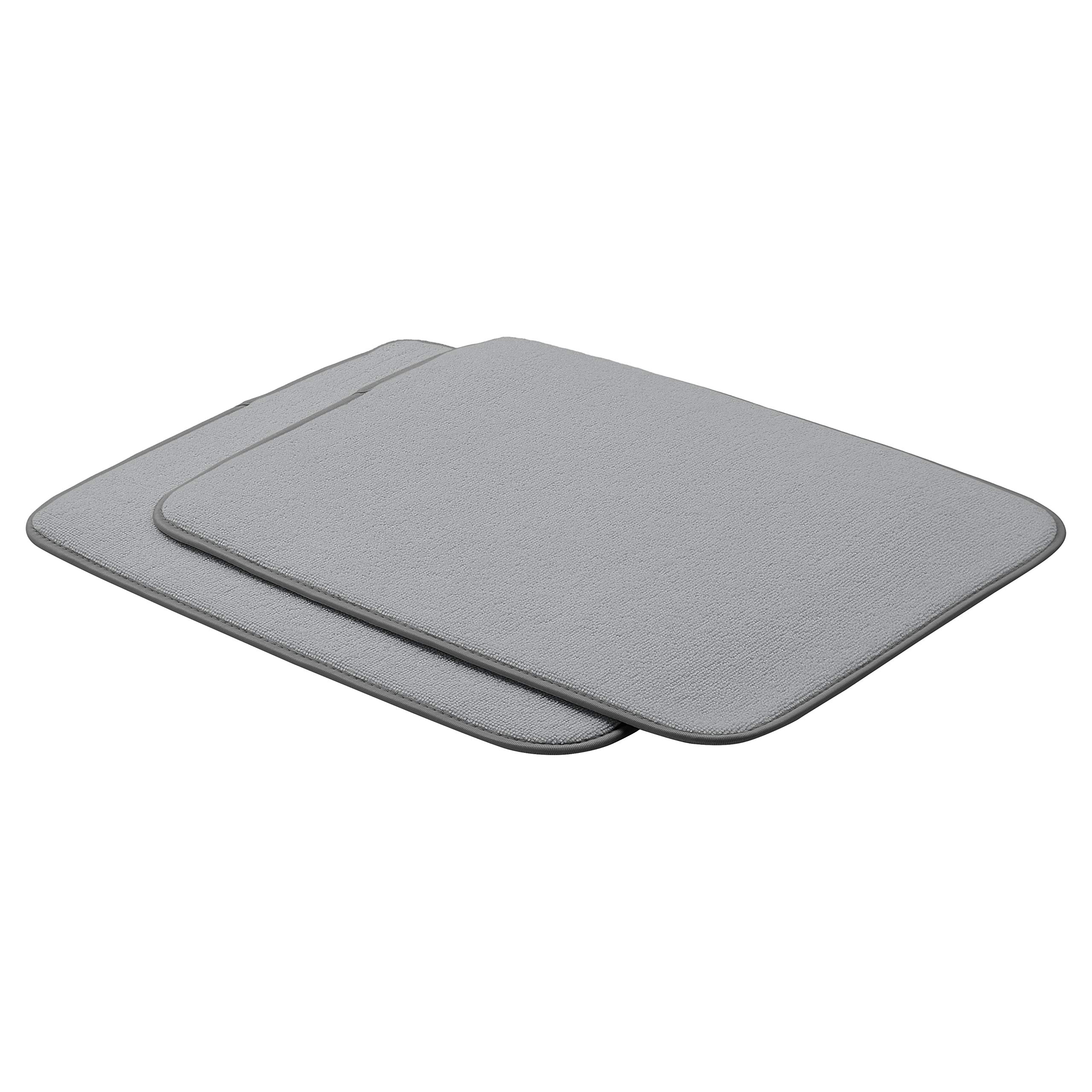 Amazon Basics Plastic Dish Drying Rack with 2 Mats (16" x 18") - Charcoal