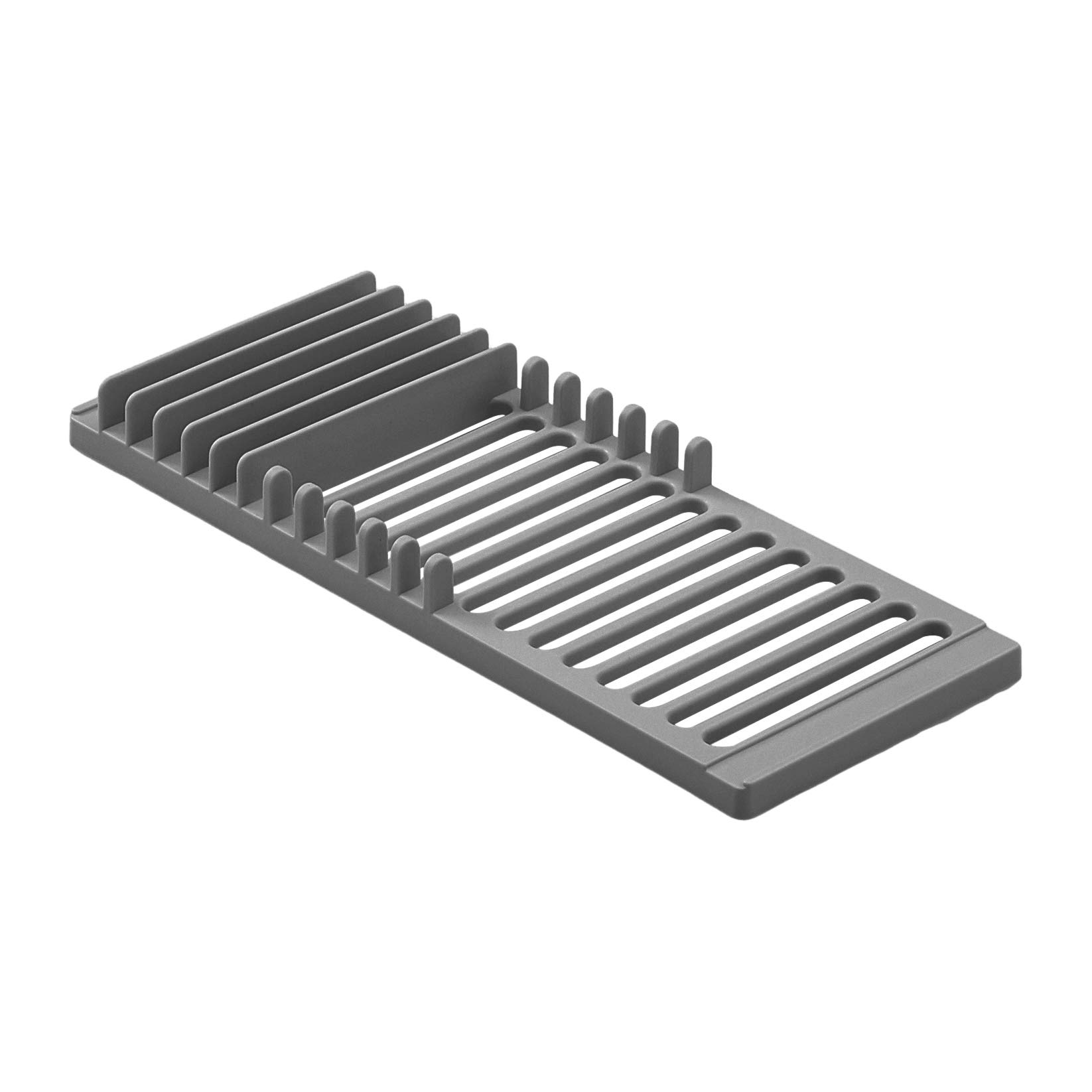 Amazon Basics Plastic Dish Drying Rack with 2 Mats (16" x 18") - Charcoal