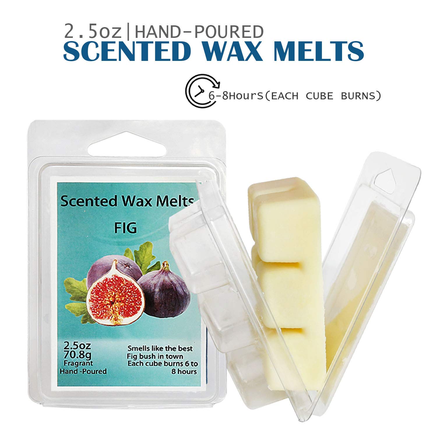 YIHAN Scented Wax Melts -Set of 8 (2.5 oz) Assorted Wax Warmer Cubes/Tarts - Jasmine, Rose, Bergamot, Fig, Vanilla, Lemon, Spring, Lavender