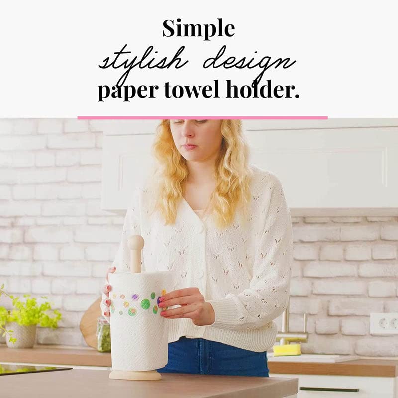 Tuuli Kitchen – Wooden Kitchen Paper Towel Holder, for Tissue and Other Types of Paper Roll, Beechwood Holder for Kitchen Tissue 14 x 5 inches