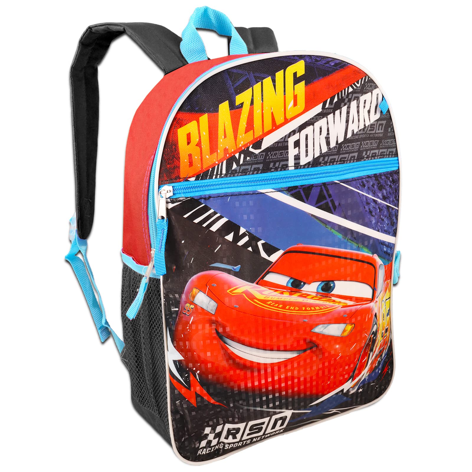 Walt Disney Studio Cars Backpack School Set for Boys, Kids Bundle with Deluxe 15 Inch Lightning McQueen Bag, 200+ Stickers, and More (Disney Supplies), lunch, lunch